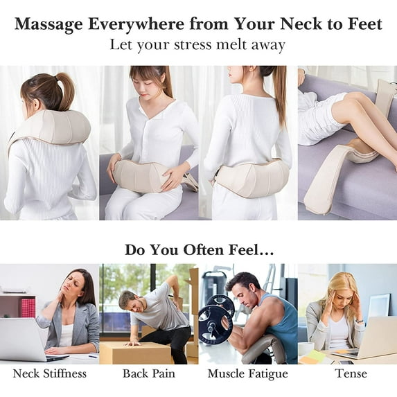 Shiatsu Neck Shoulder Back Massager with Heat - Electric Deep Tissue 3D ...