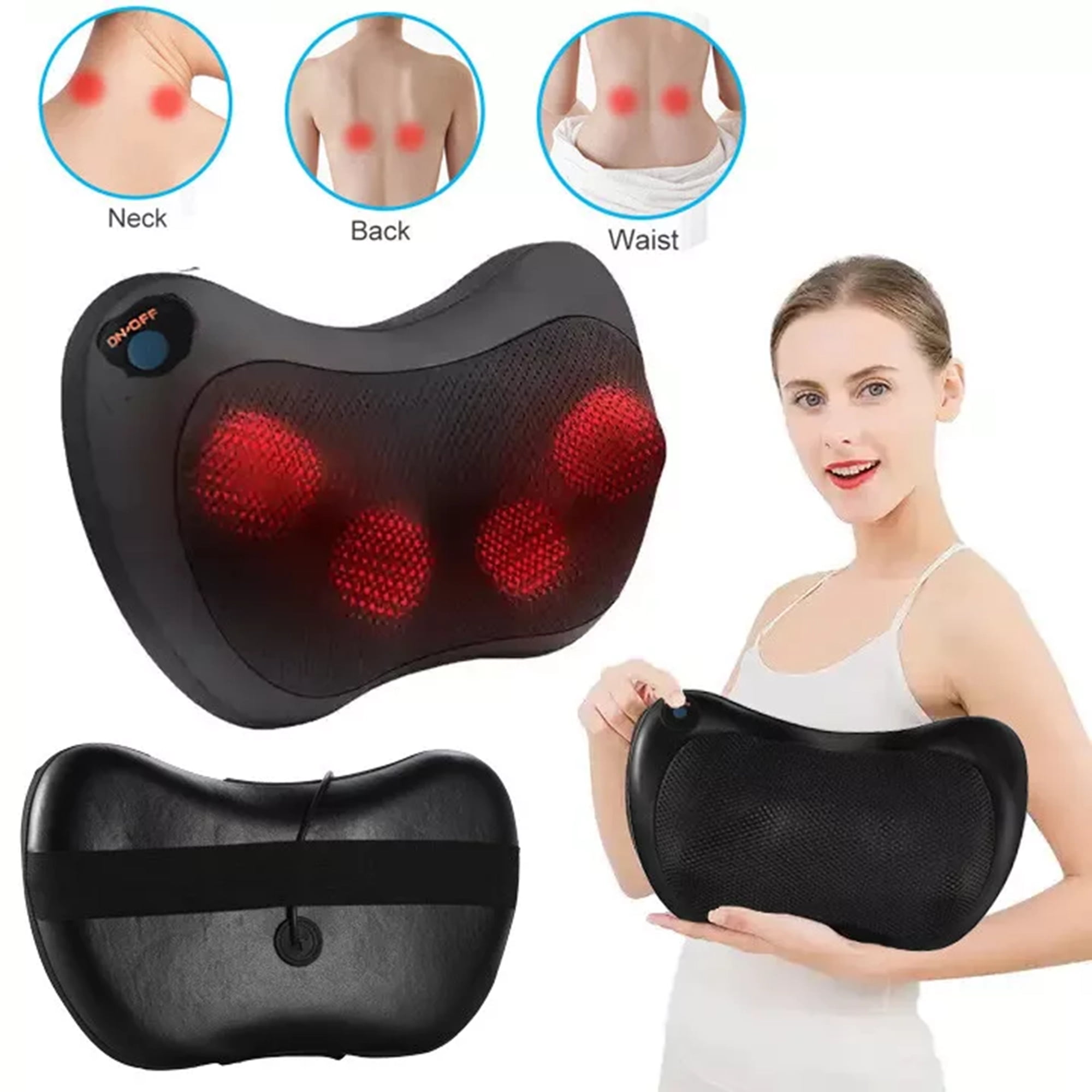 Shiatsu Shoulder Neck and Back Massager Pillow with Heat Deep Kneading ...