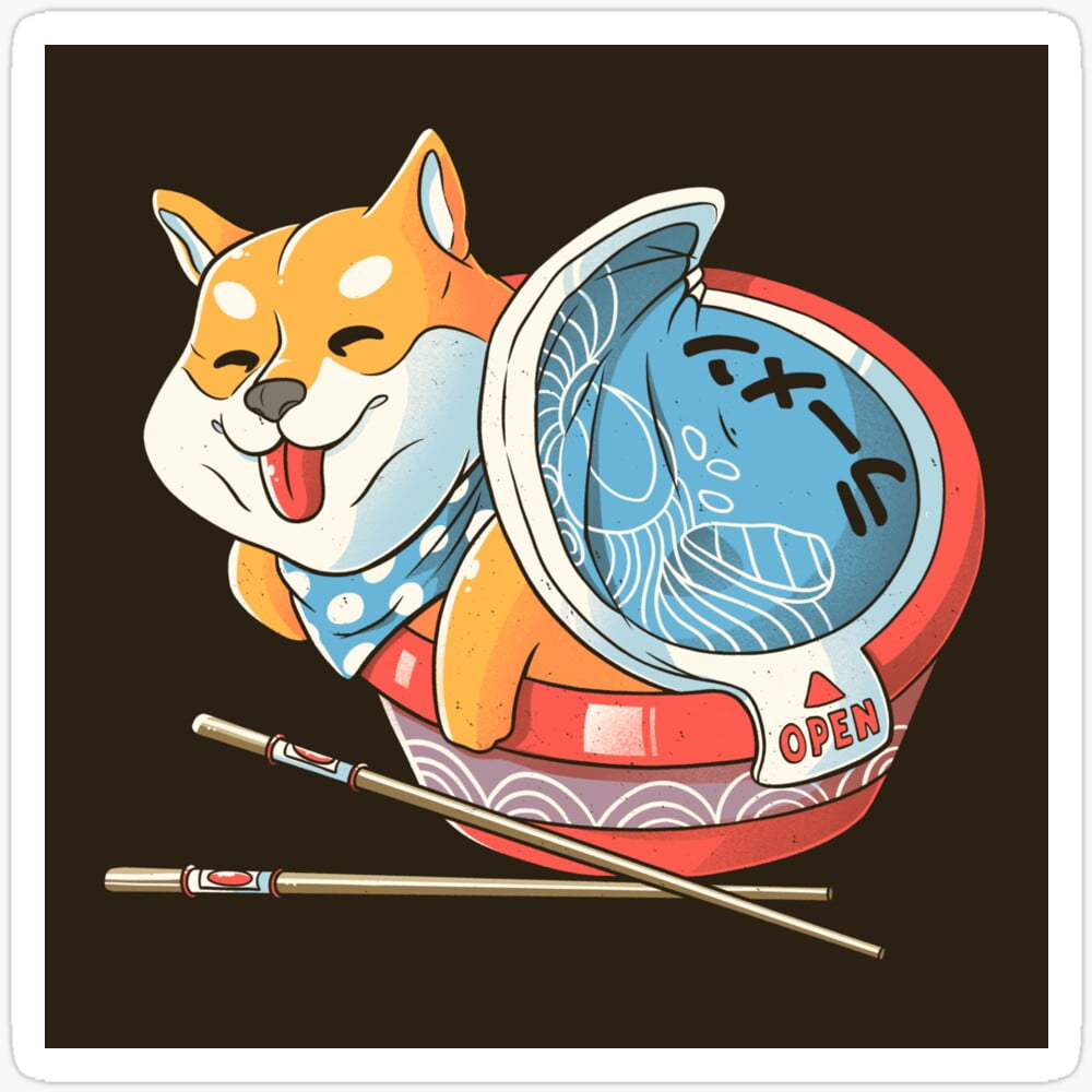Shiba Dog Ramen Japanese Manga Sticker Phone Decal Water Bottle ...