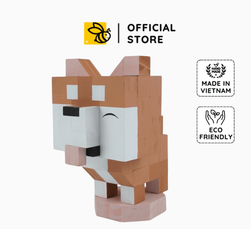 Shiba Inu 3D Wooden Model – Minecraft-Style DIY Gift for Dog Lovers ...