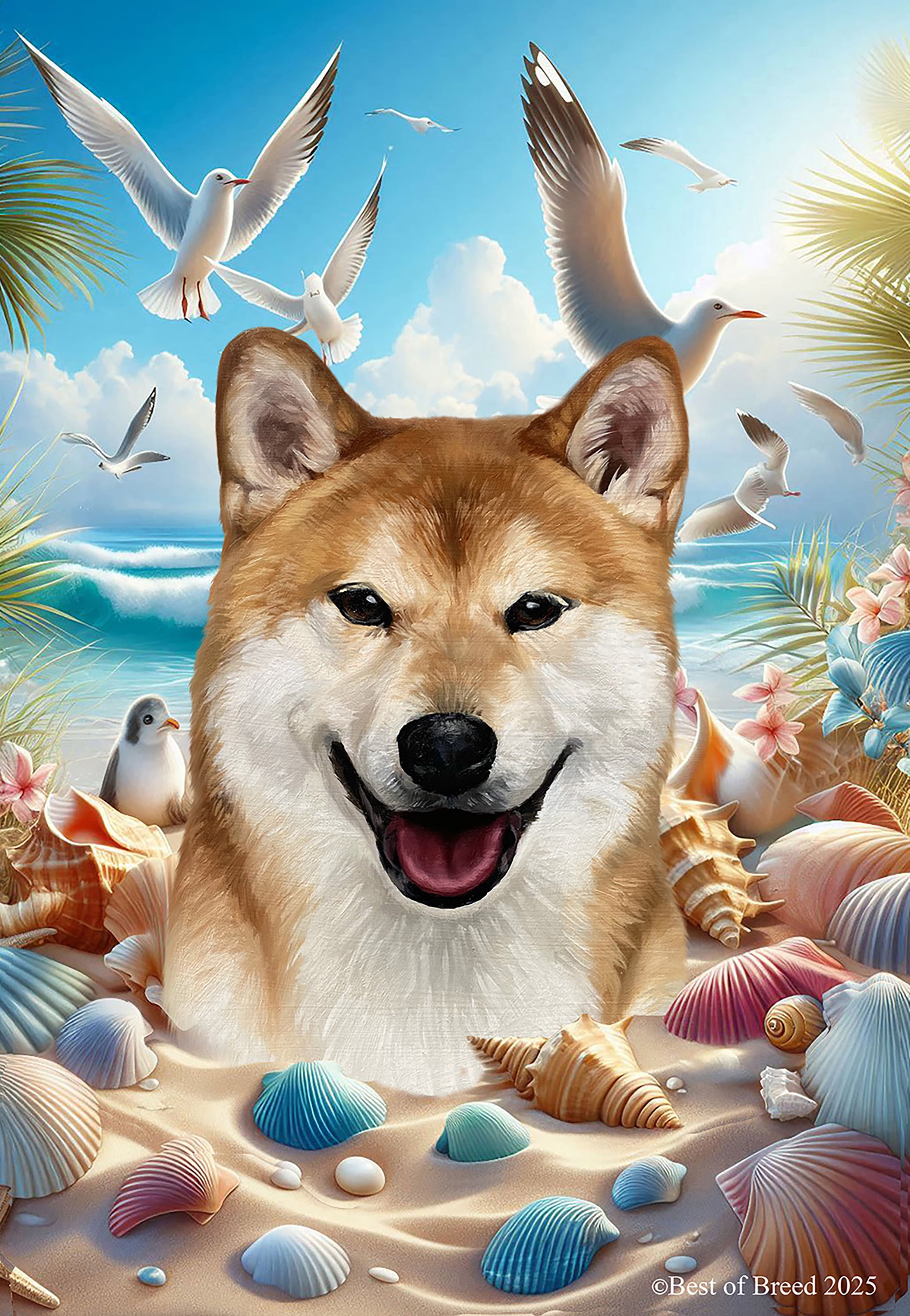Shiba Inu - Best of Breed Summer Beach Outdoor Garden Flag 12" x 17 ...