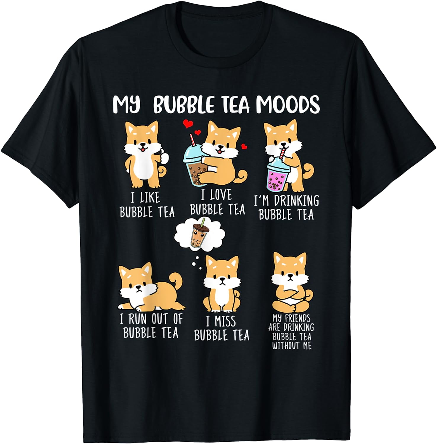 Shiba Inu Bubble Tea Shirt Women Boba Tea Dog Bubble Tea T-Shirt ...