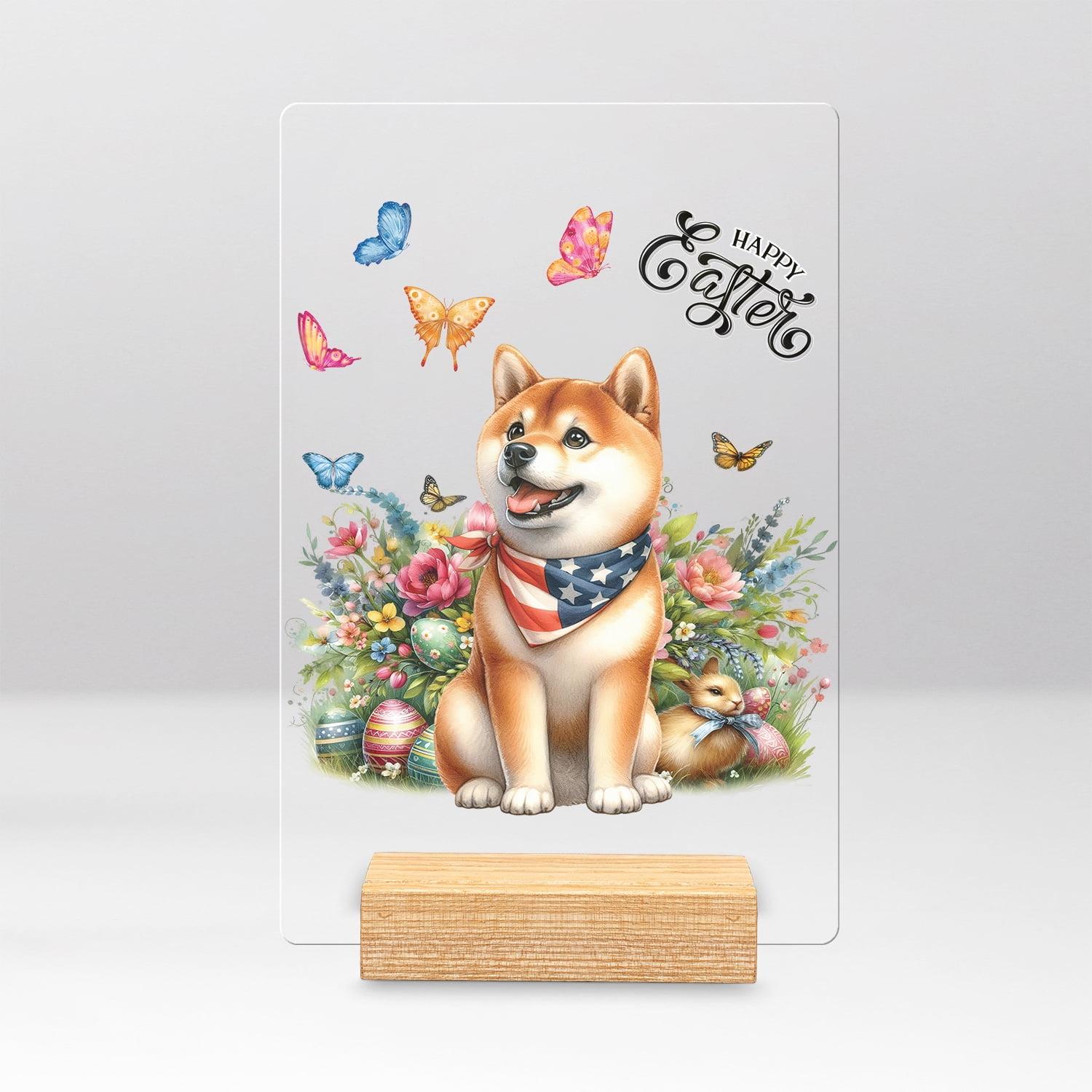 Shiba Inu Celebrates Spring and Enjoys a Happy Easter Acrylic Plaque ...
