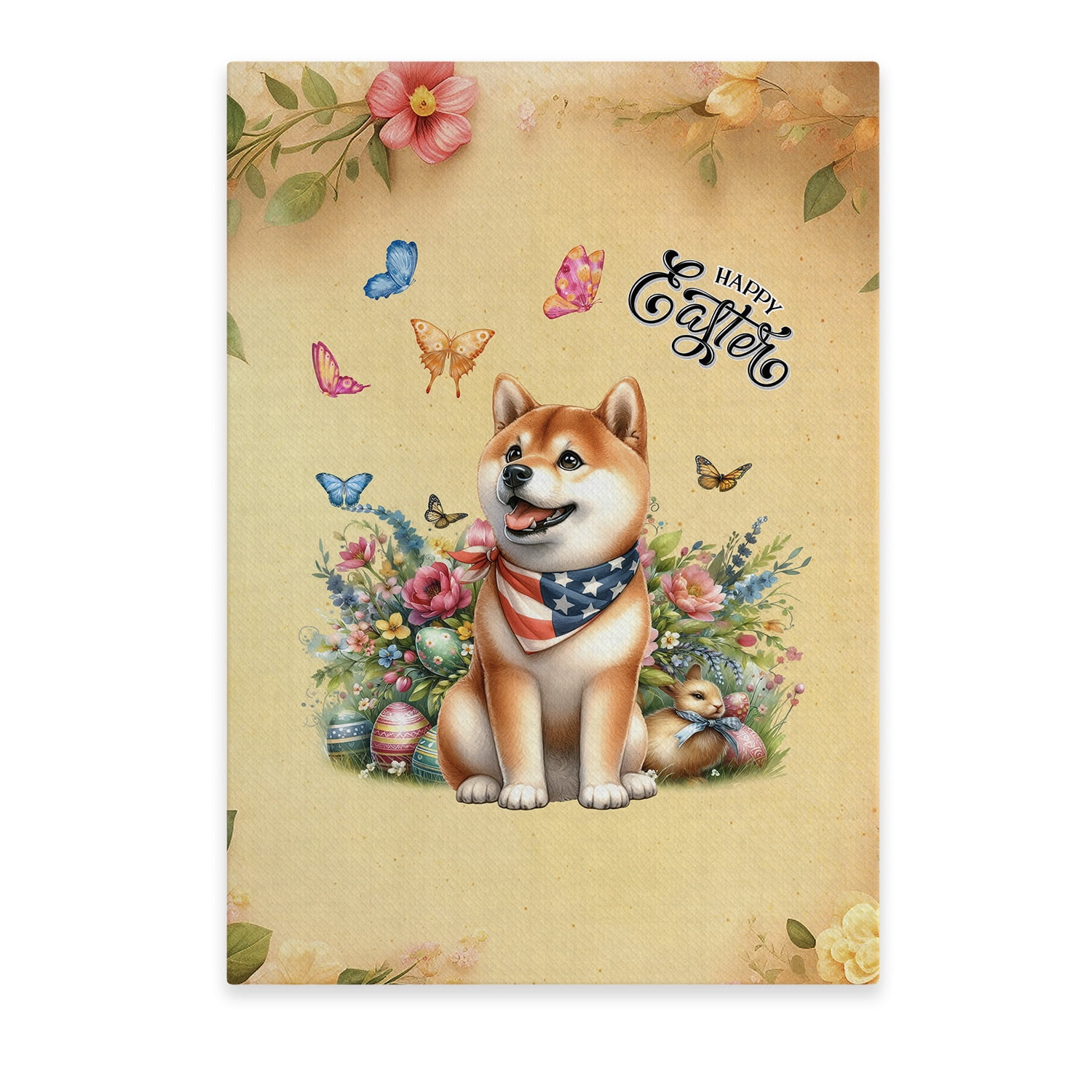 Shiba Inu Celebrates Spring and Enjoys a Happy Easter Vertical Matte ...