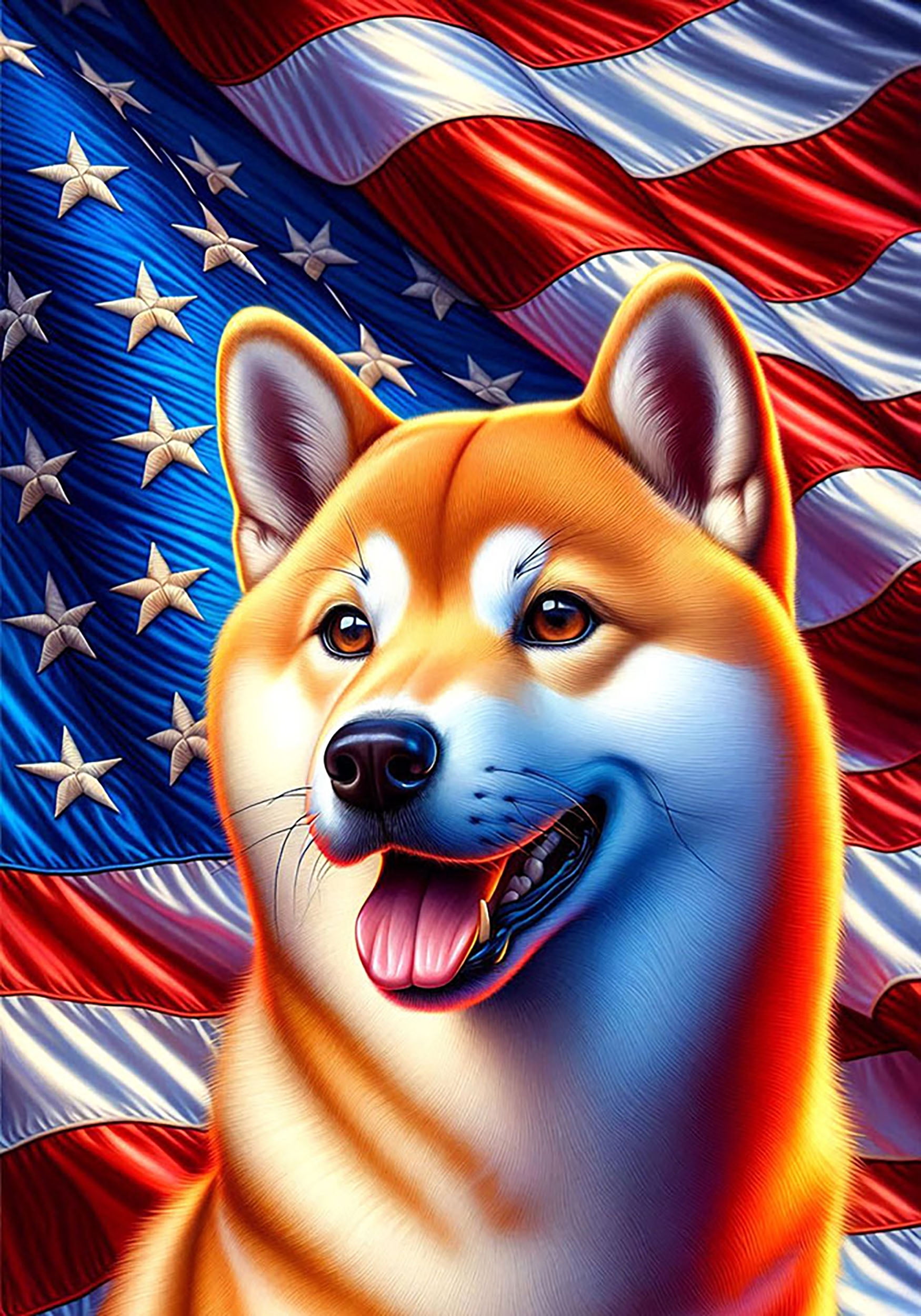 Shiba Inu Cream - Best of Breed DCR Patriotic III Outdoor Garden Flag ...
