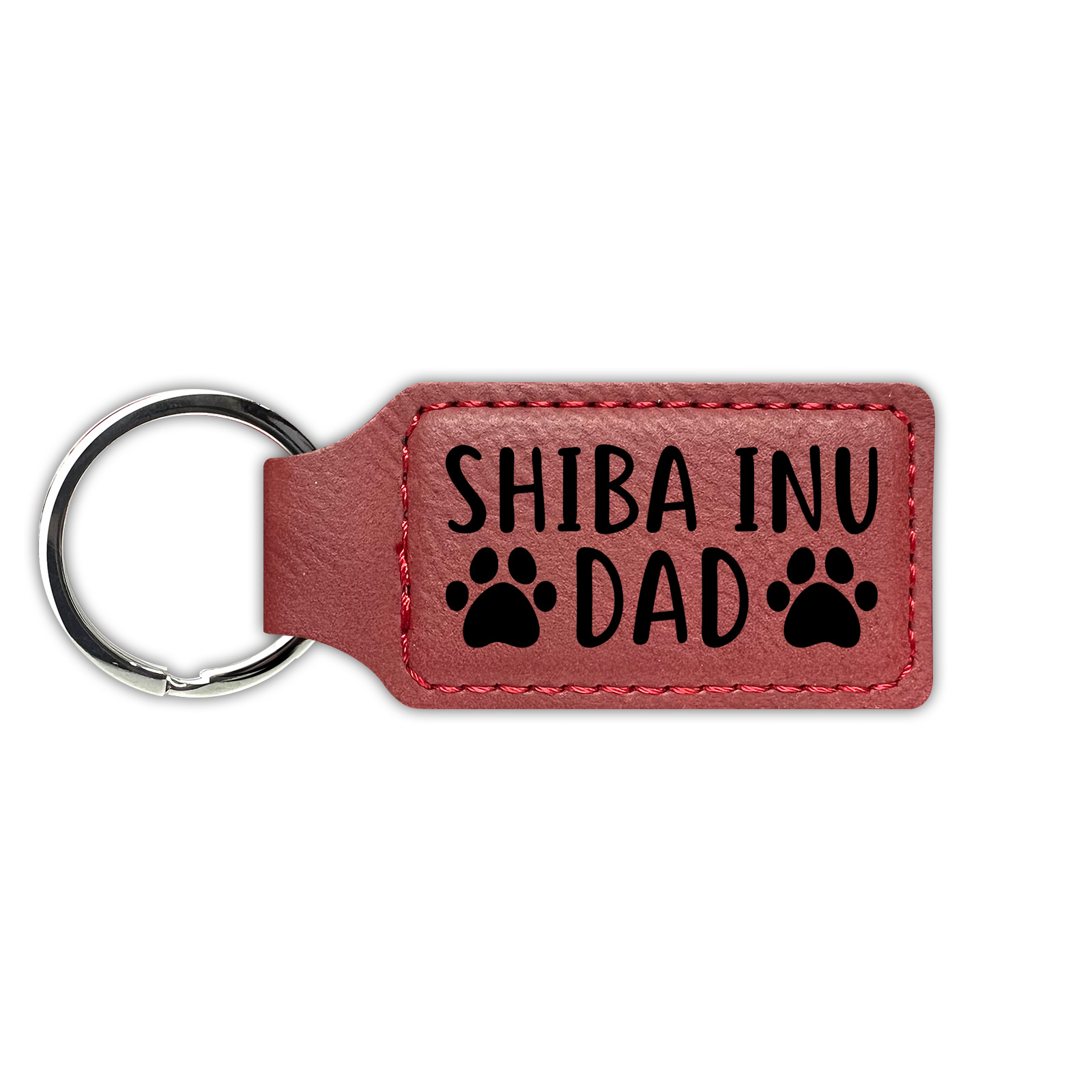Shiba Inu Dad Keychain Leatherette Rectangle - Laser Engraved - Many ...