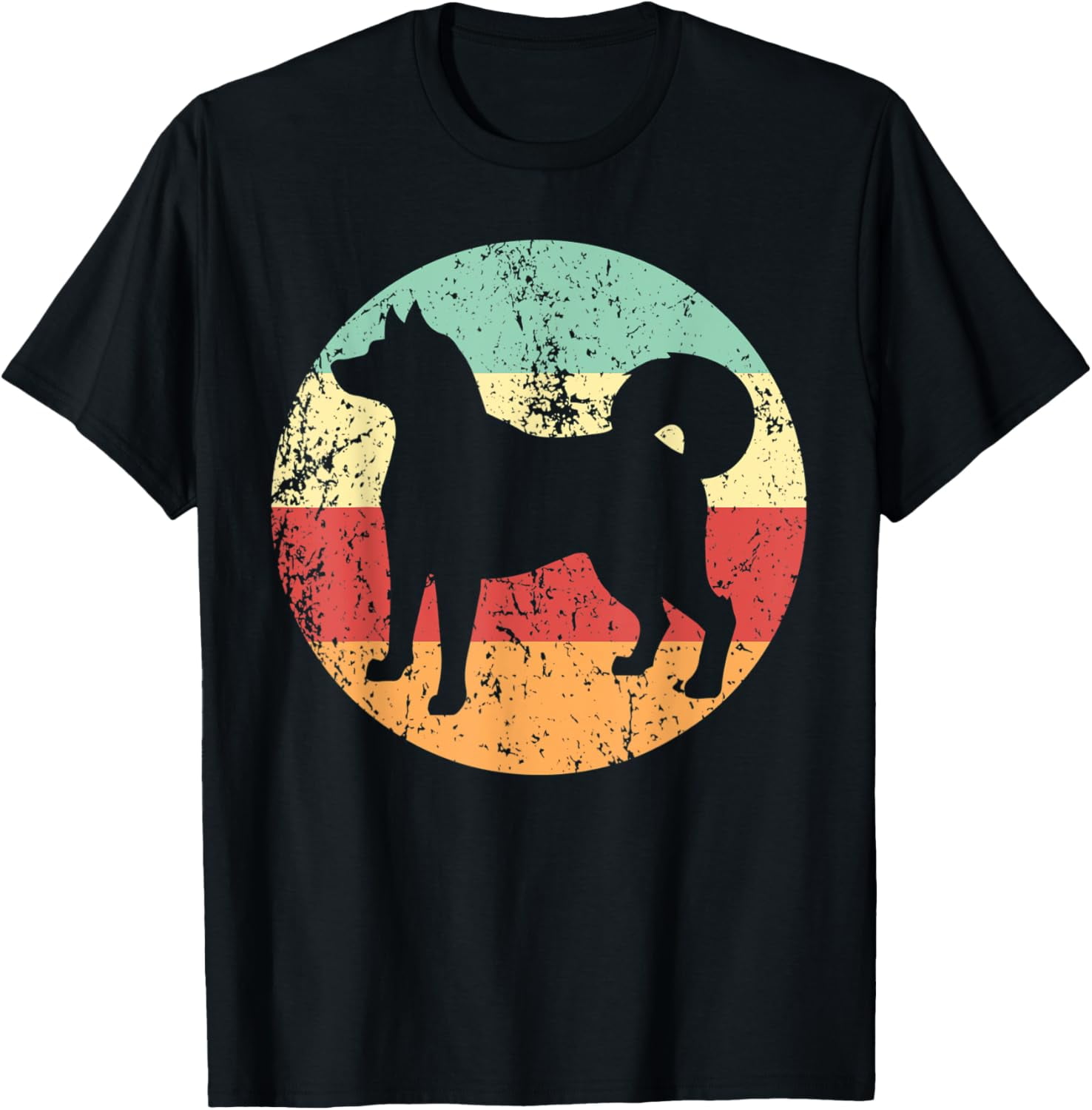 Shiba Inu Dog Breed Silhouette Cool Retro 1970's Circle T-Shirt ...
