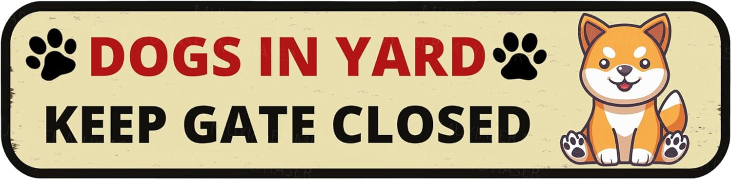 Shiba Inu Dog In Yard Keep Gate Closed Sign Vintage Sign Metal Tin ...