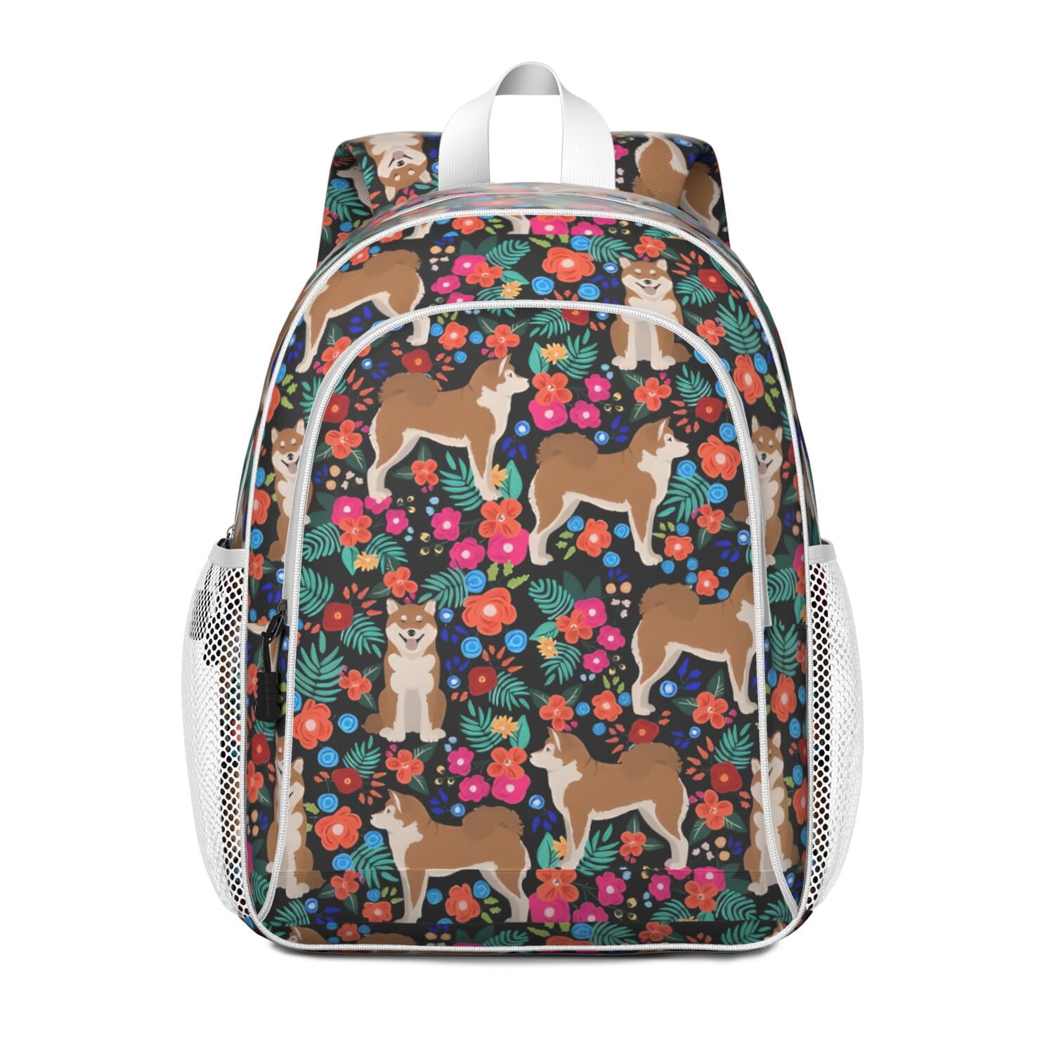 Shiba Inu Dog and Flower Floral Backpack for School,Cute School Bag ...