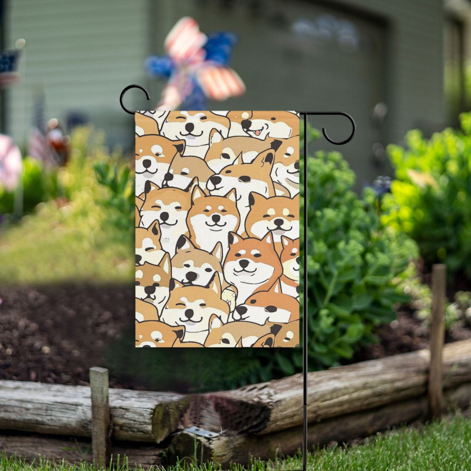 Shiba Inu Dogs Garden Flag Double Sided Outdoor Banners for Courtyard ...