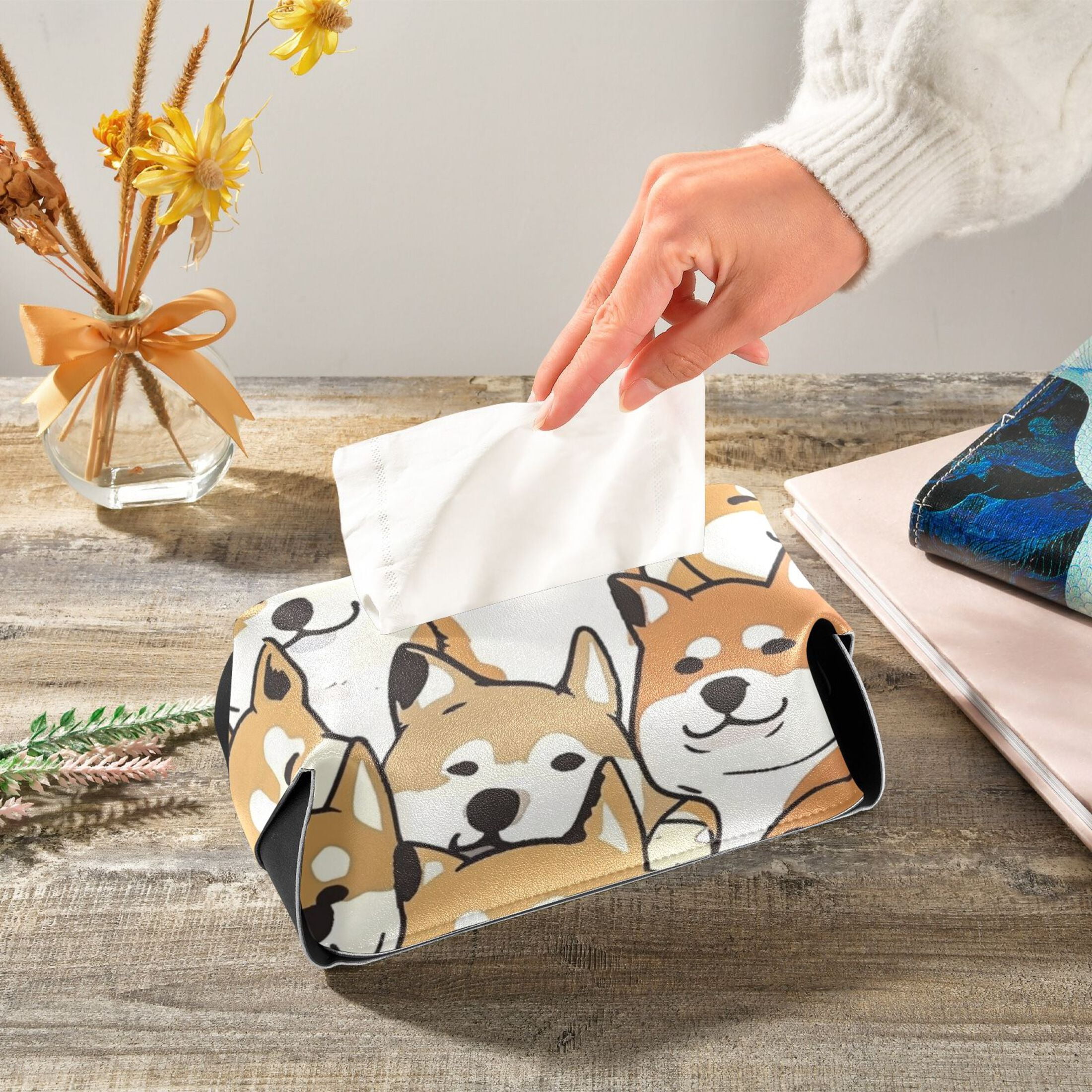 Shiba Inu Dogs Napkin Dispenser Leather Paper Napkins Holders Elegant ...