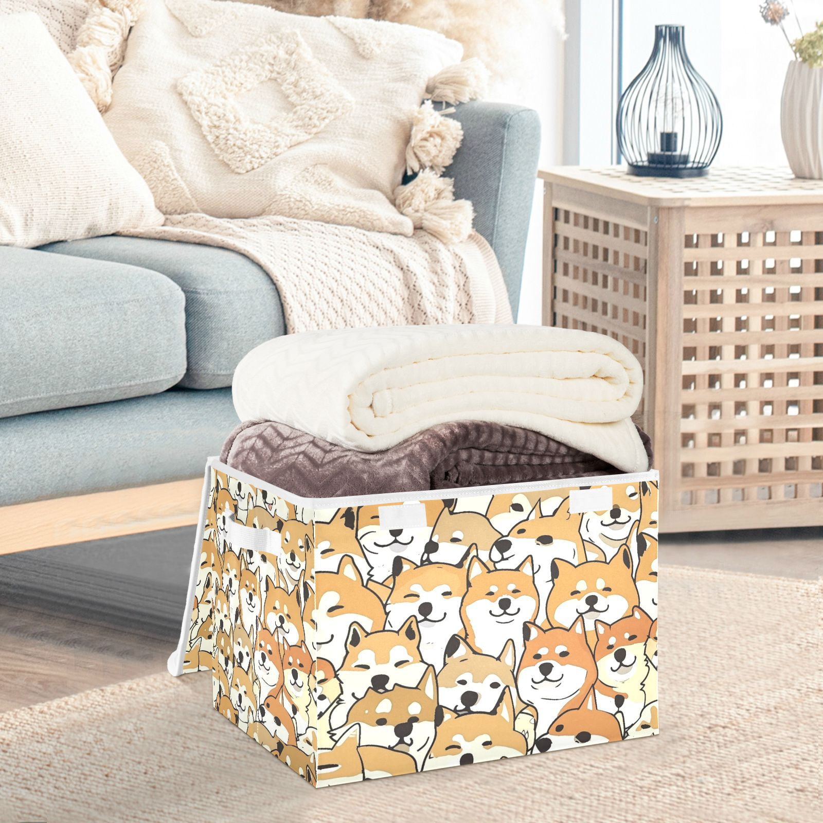 Shiba Inu Dogs Storage Basket Foldable Laundry Basket Shelf Kids Toy ...
