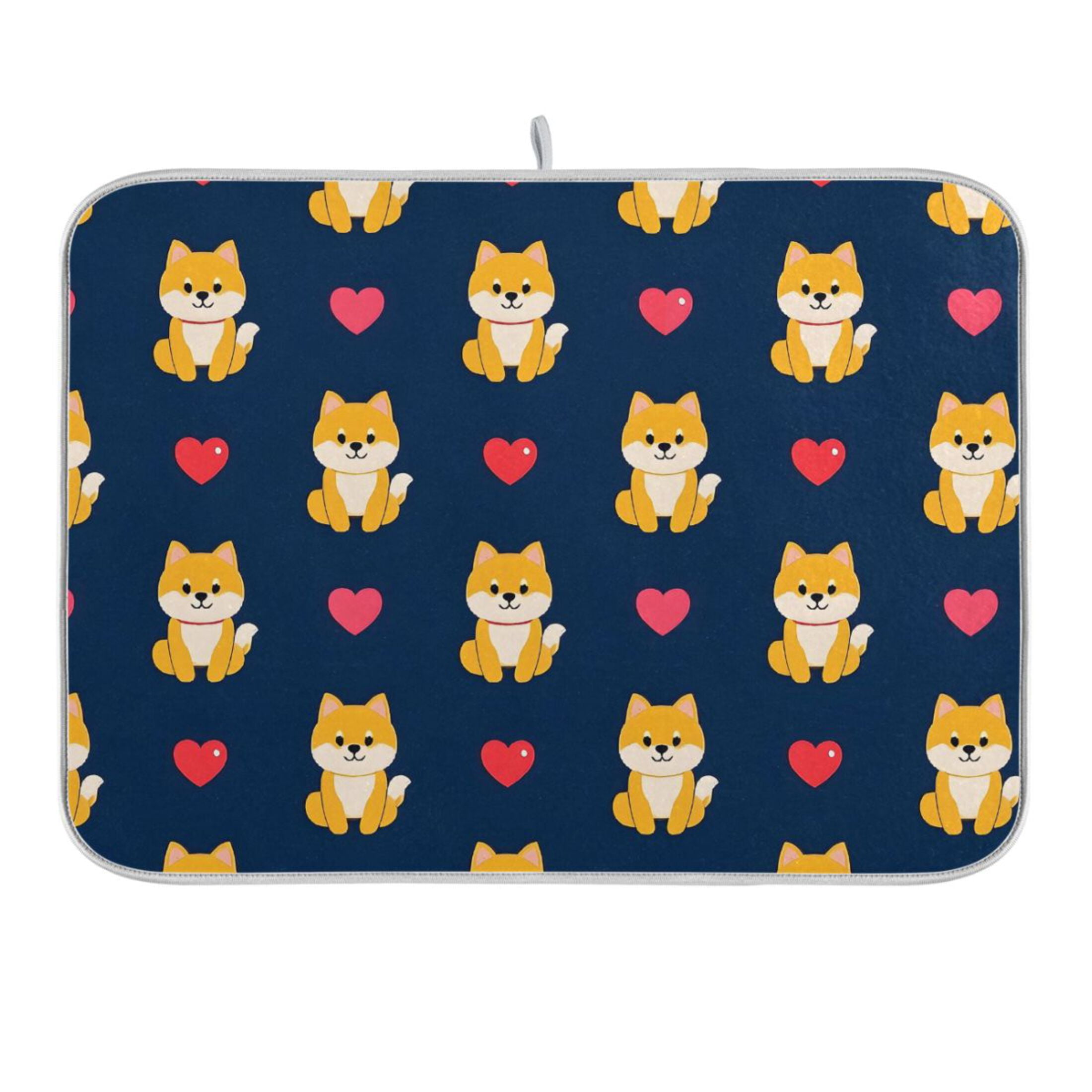 Shiba Inu Dogs and Heart Dish Drying Mat 16x18 Absorbent Microfiber ...