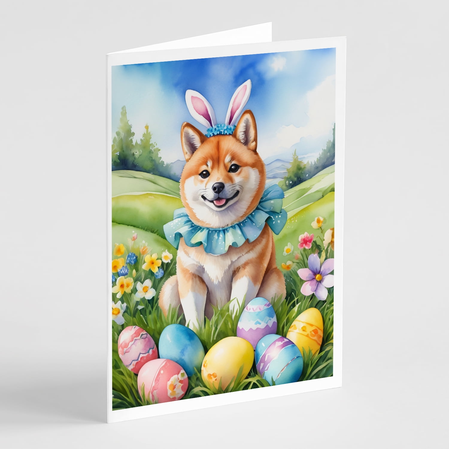 Shiba Inu Easter Egg Hunt Greeting Cards Pack of 8 7 in x 5 in ...