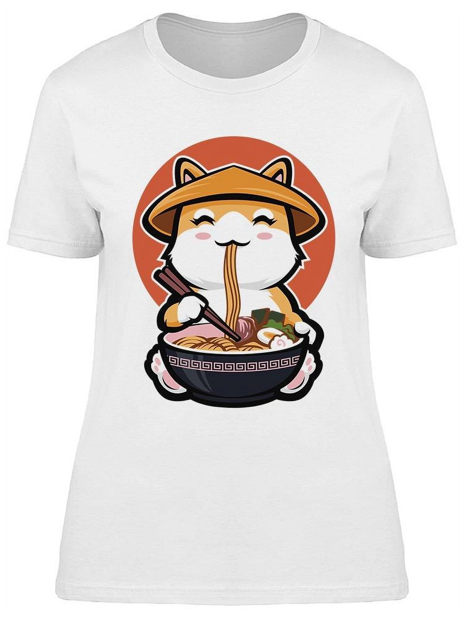 Shiba Inu Eats Ramen T-Shirt Women -Image by Shutterstock, Female x ...