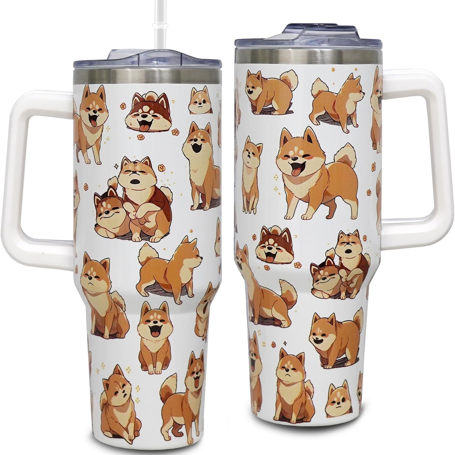 Shiba Inu Gifts For Women-40oz Shiba Inu Tumbler With Handle Lid and ...