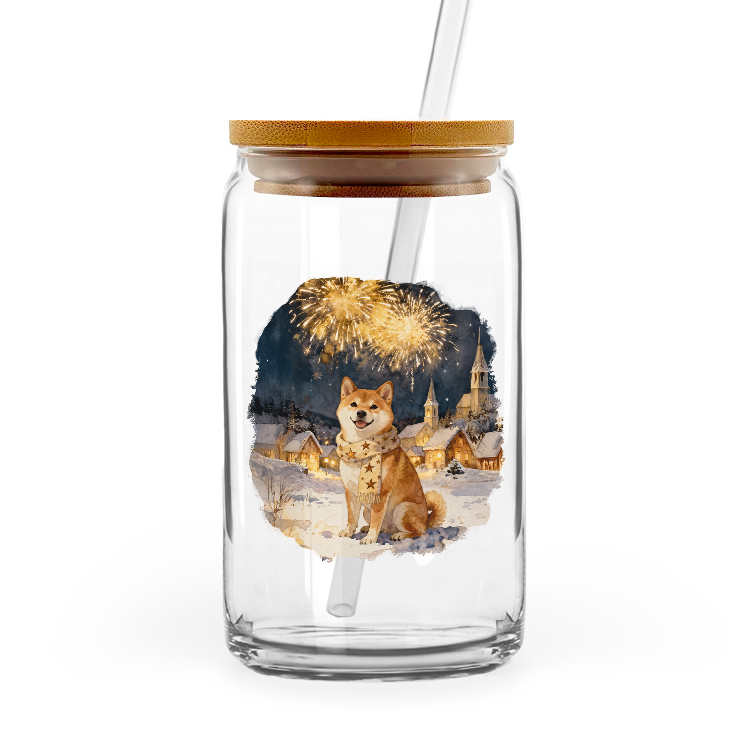 Shiba Inu Happy New Year 2026 with Fireworks on New Year's Eve 16oz ...