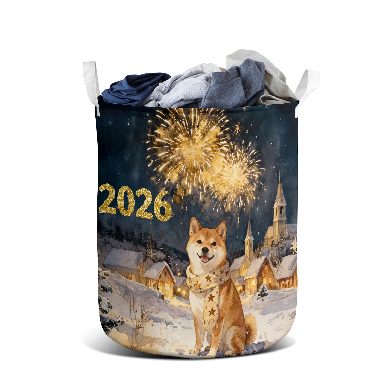 Shiba Inu Happy New Year 2026 with Fireworks on New Year's Eve Foldable ...