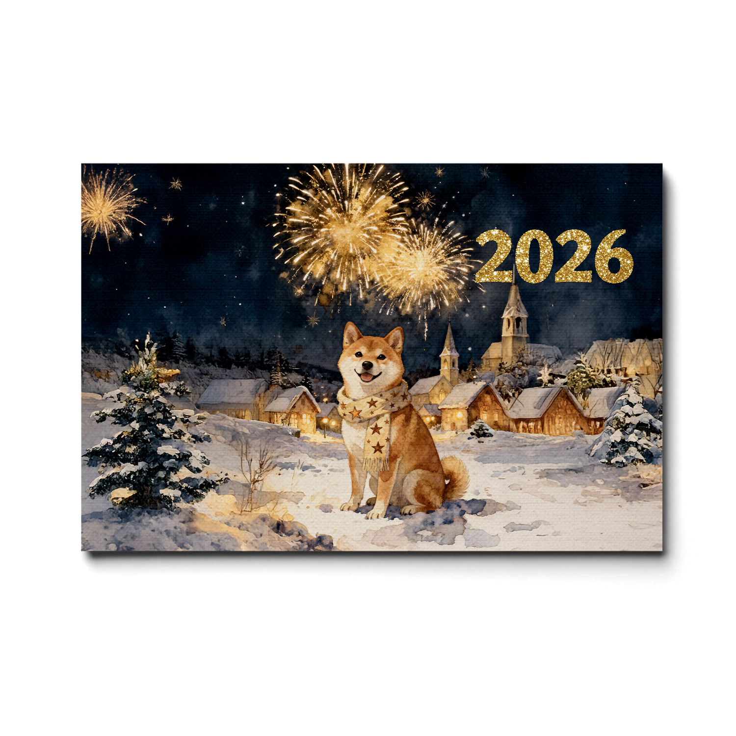 Shiba Inu Happy New Year 2026 with Fireworks on New Year's Eve ...