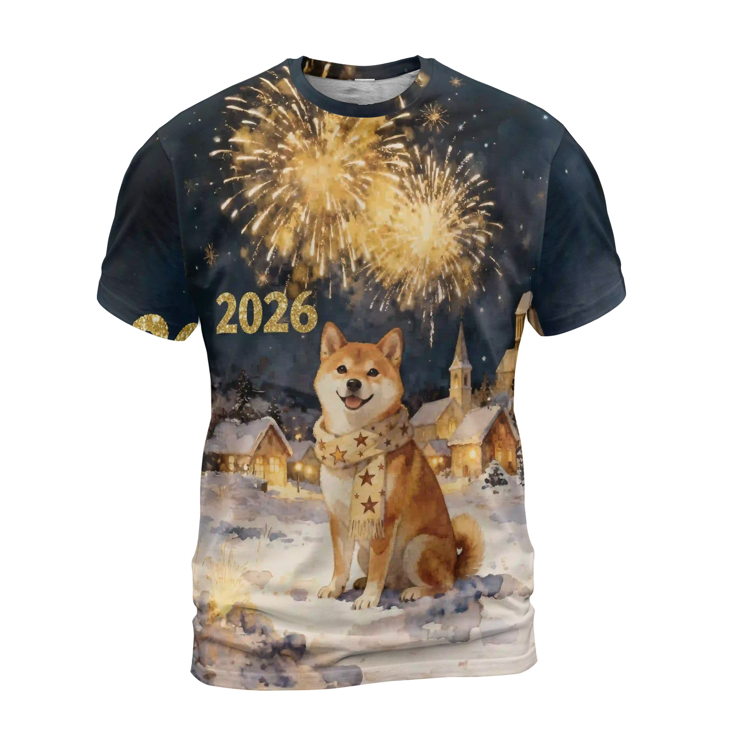 Shiba Inu Happy New Year 2026 with Fireworks on New Year's Eve All Over ...