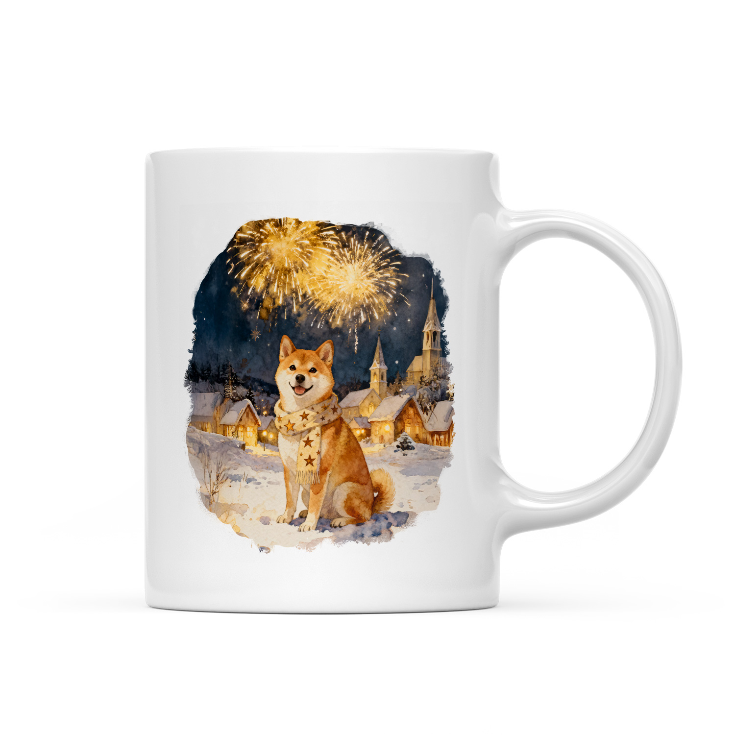 Shiba Inu Happy New Year 2026 with Fireworks on New Year's Eve Mug ...