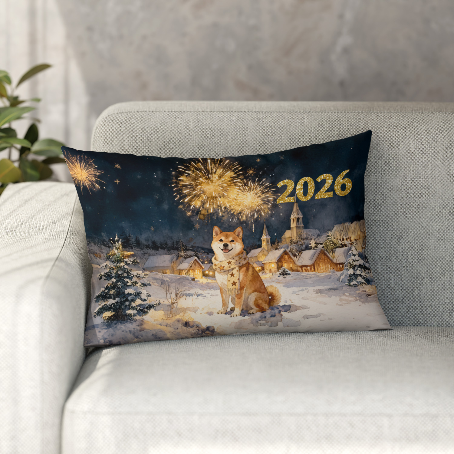 Shiba Inu Happy New Year 2026 with Fireworks on New Year's Eve ...