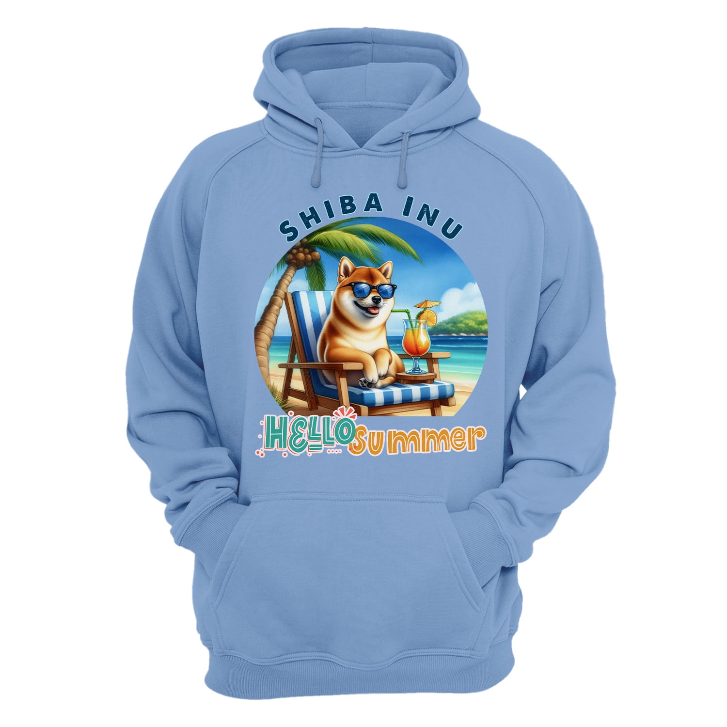 Shiba Inu Hello Summer Beach Theme with Sunglasses and Tropical ...