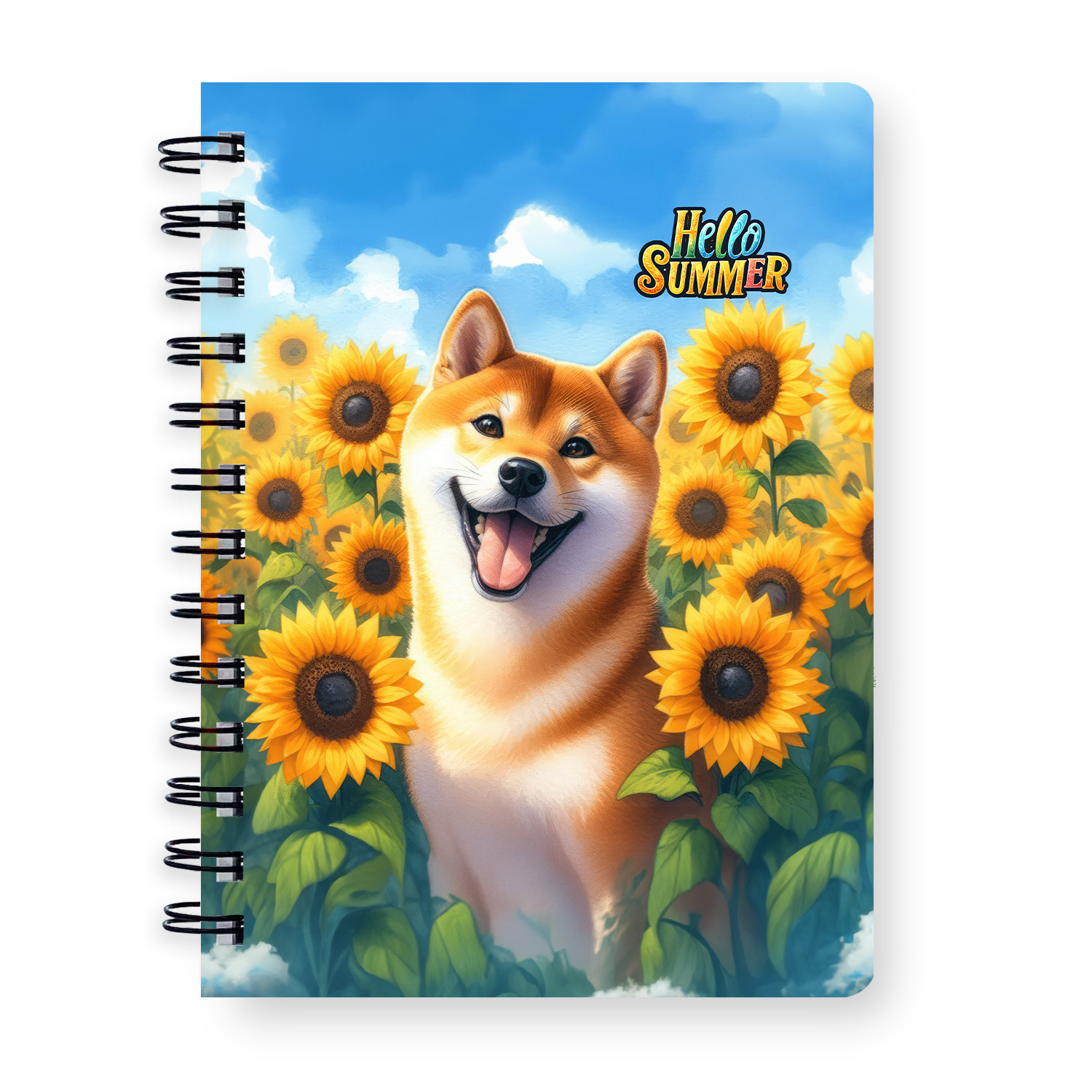Shiba Inu Hello Summer Sunshine Sunflowers Spring Retro Vintage Spiral ...