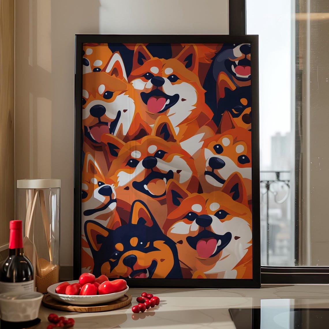 Shiba Inu Illustration Wall Art Cute Dog Decor, Unframed Paper Print ...