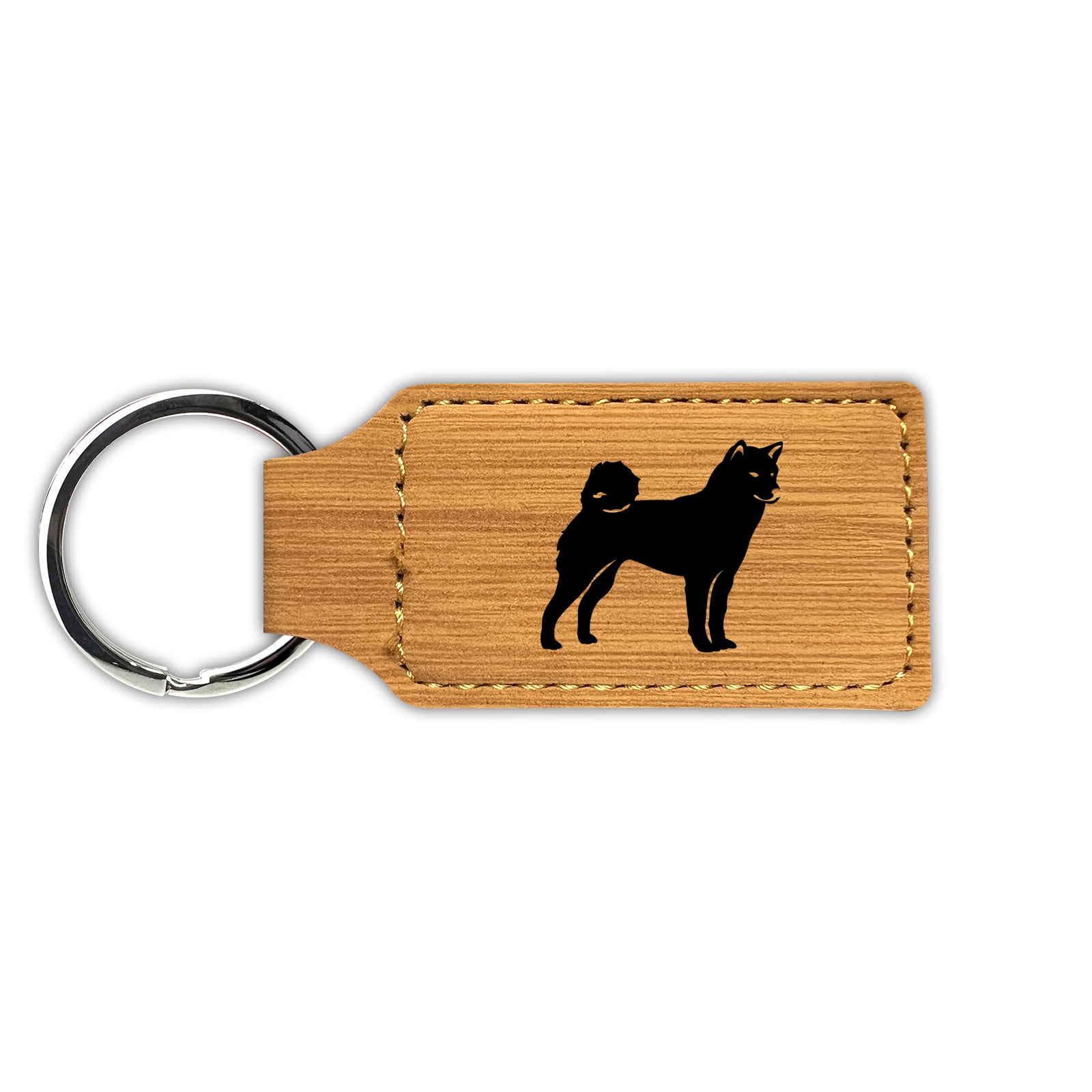 Shiba Inu Keychain Leatherette Rectangle - Laser Engraved - Many Colors ...