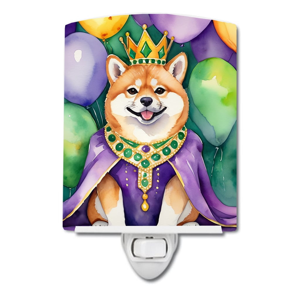 Shiba Inu King of Mardi Gras Ceramic Night Light 4 in x 6 in - Walmart.com