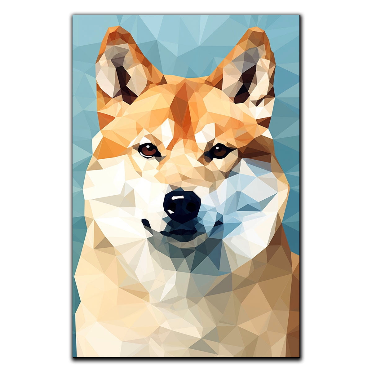 Shiba Inu Large Canvas Wall Art for Living Room Bedroom Dog Picture Polygons Canvas Canvas ...