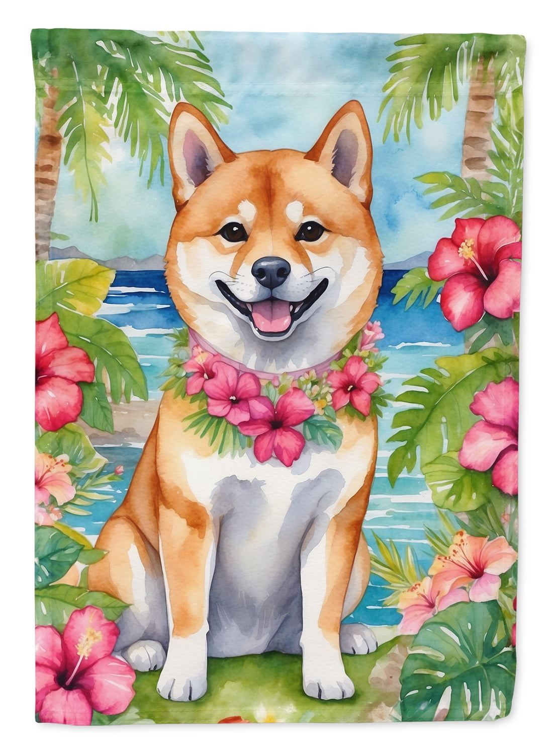 Shiba Inu Luau House Flag - Walmart.com