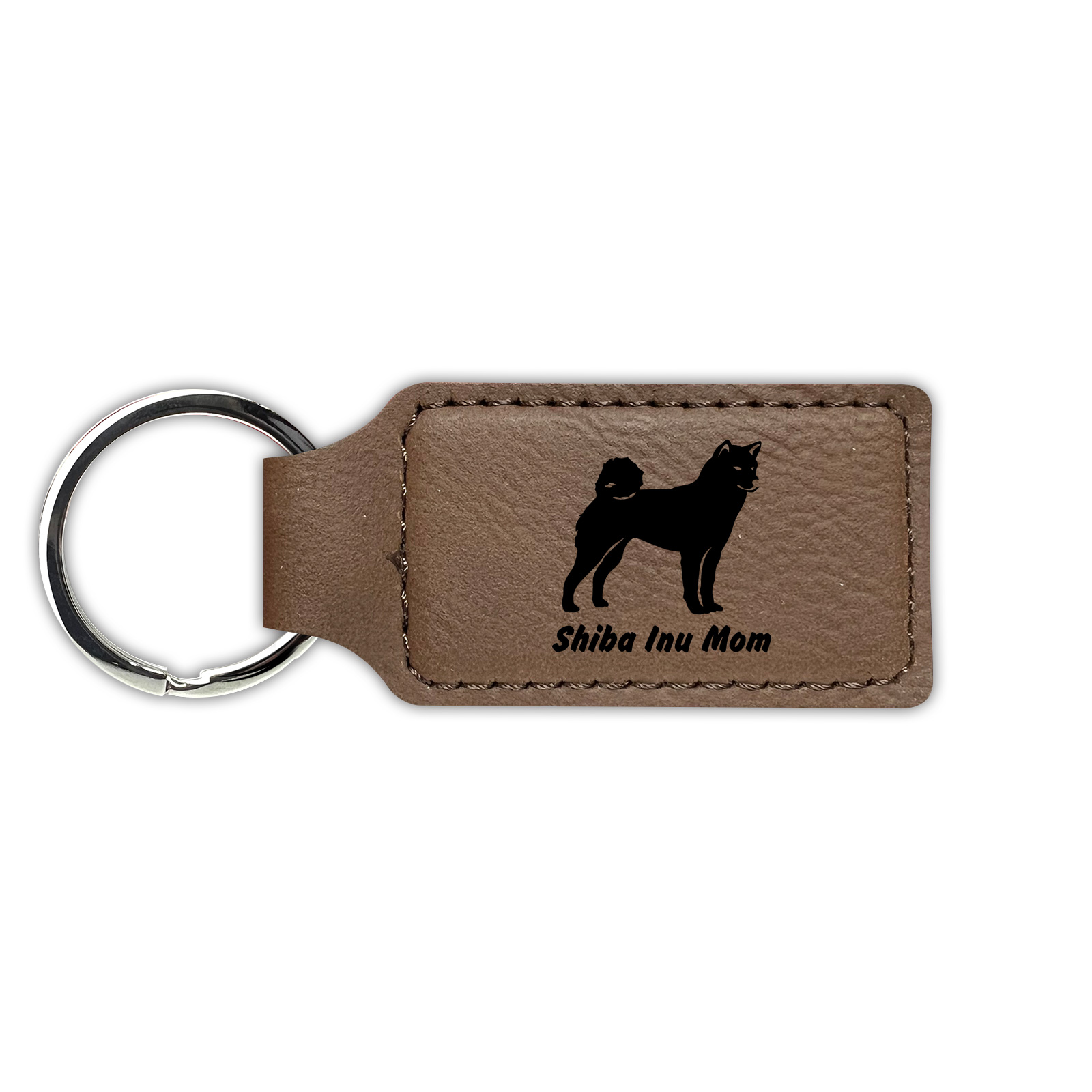Shiba Inu Mom Keychain Leatherette Rectangle - Laser Engraved - Many ...
