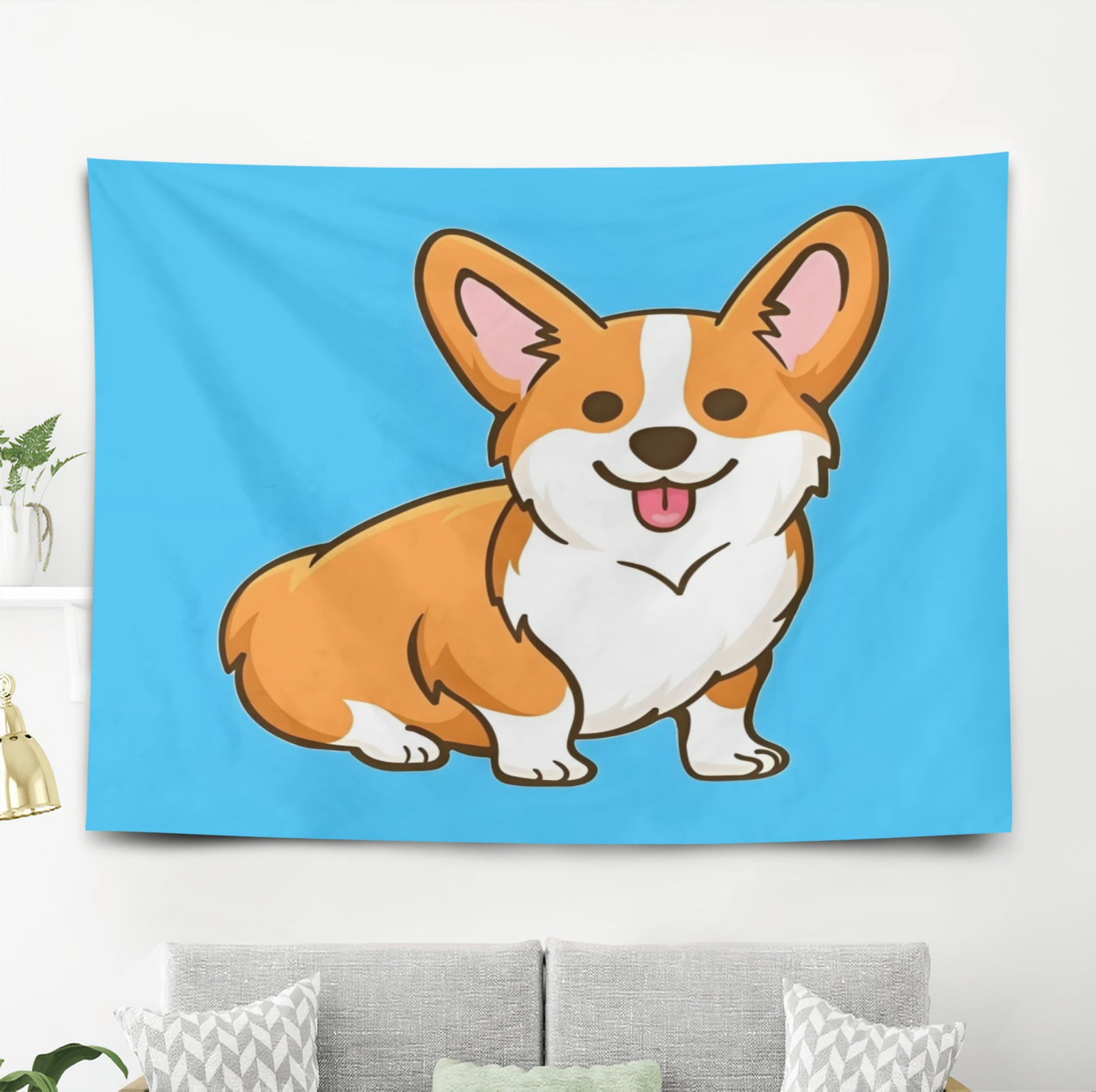 Shiba Inu Pattern Wall Hanging 50*60 Inches High-Quality Peach Skin ...