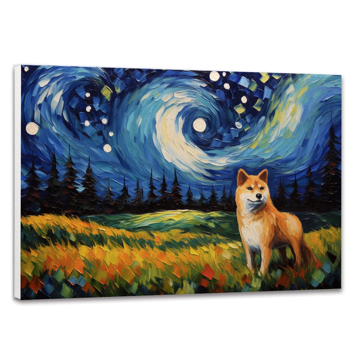 Shiba Inu Pet 11X17 Unframed Starry Night Van Gogh Inspired dog ...