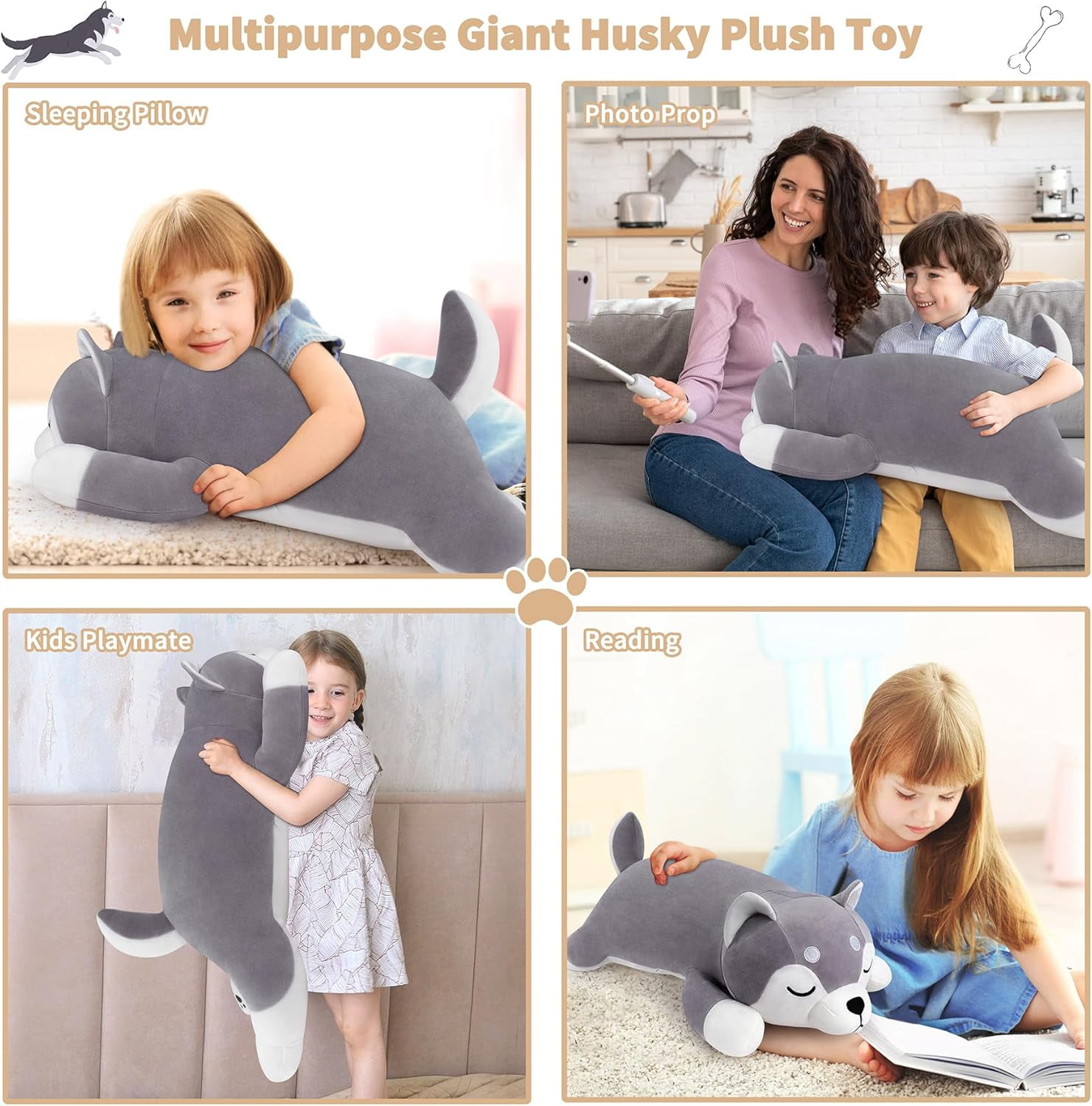 Shiba Inu Plush Pillow, Husky Stuffed Animal Plush Pillow, Kawaii Stuff Animal Plush Toy, Big ...