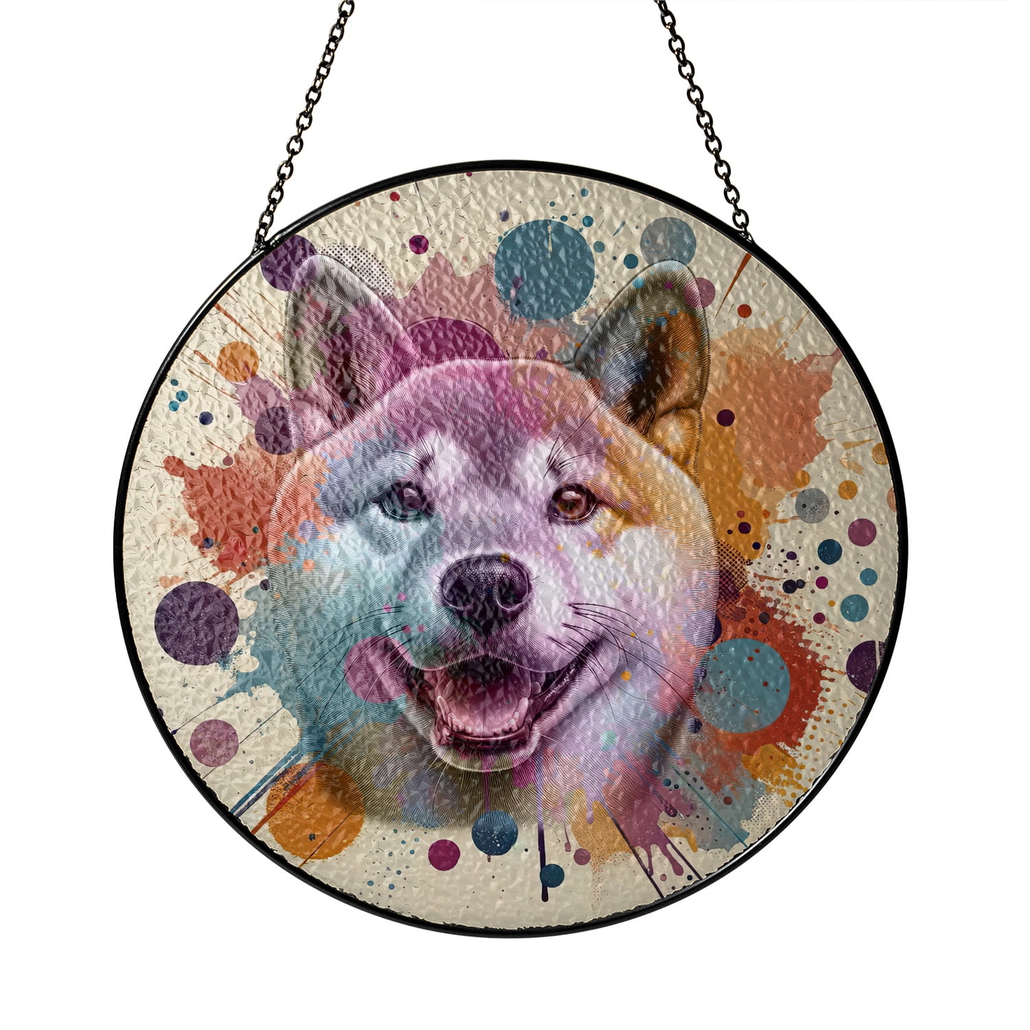 Shiba Inu Portrait Watercolor Vintage Retro Styles Stained Glass ...