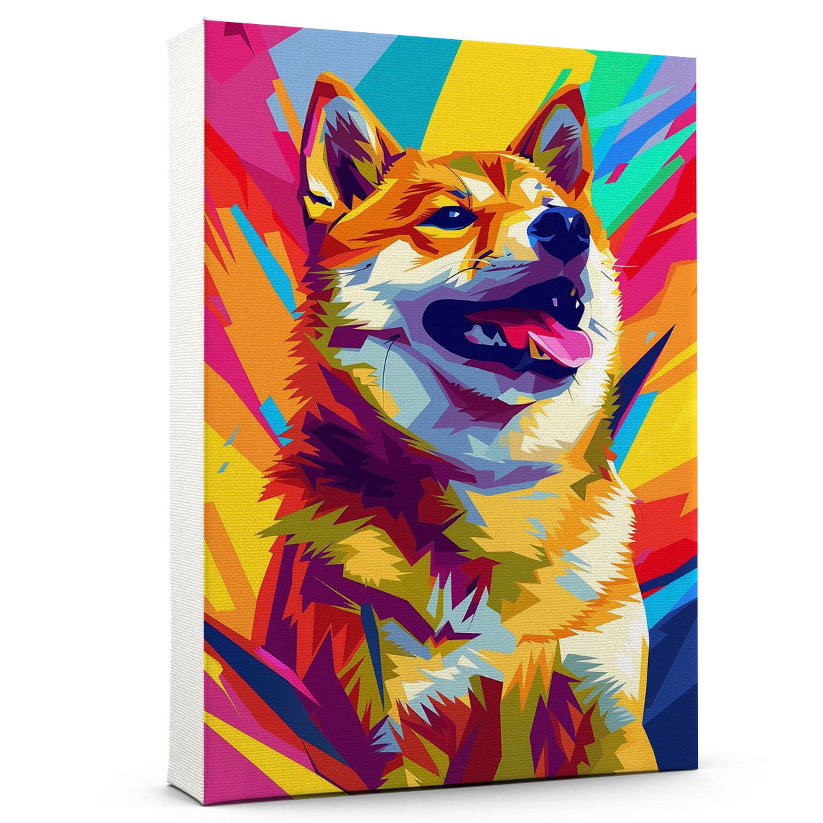 Shiba Inu Poster Wall Art - Colorful Dog Canvas Wall Art For Living ...