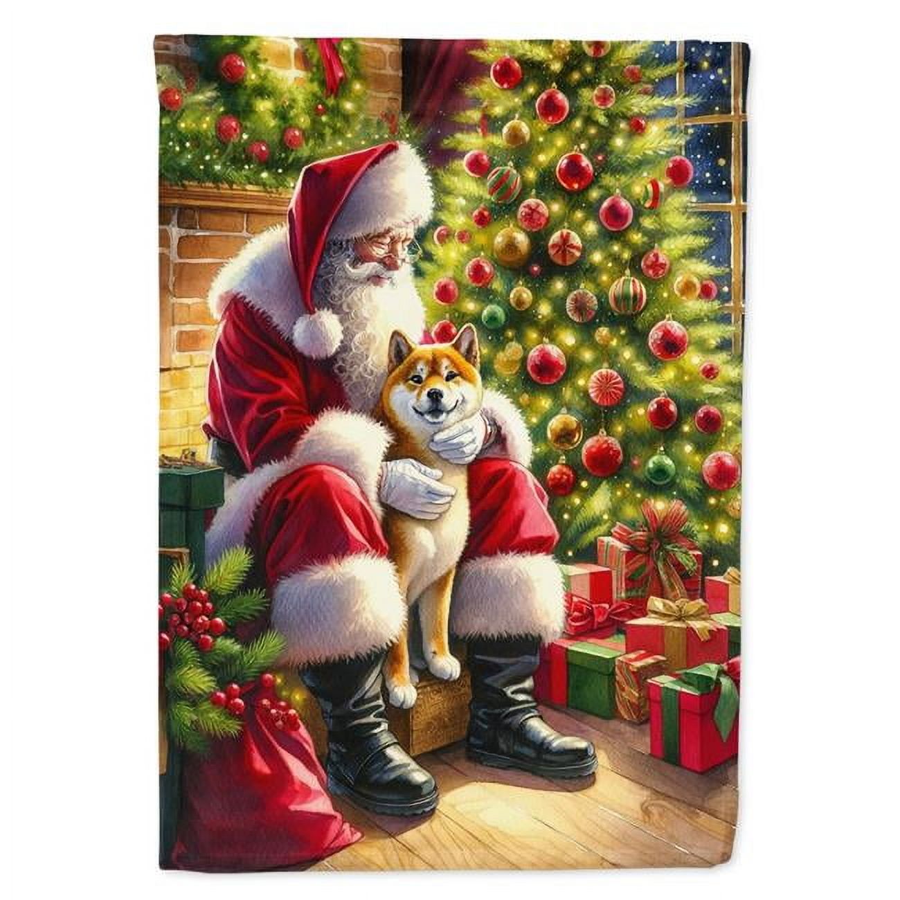 Shiba Inu and Santa Claus Garden Flag - Walmart.com