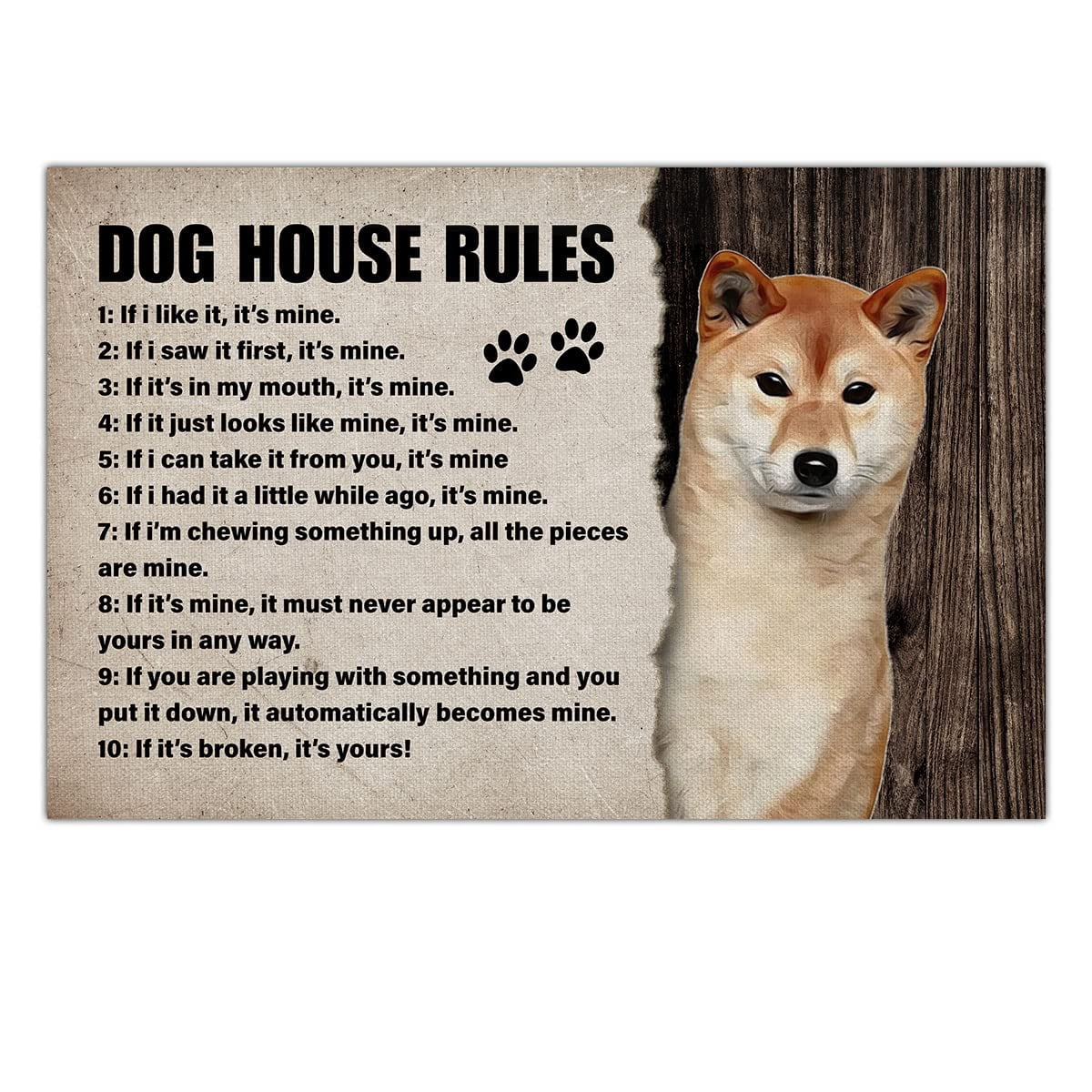 Shiba inu Floor Non-slip Doormat Porch Patio Outside Dog House Rules ...