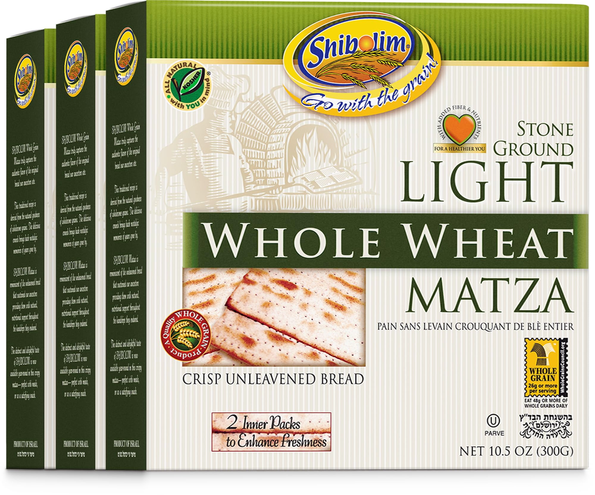 Shibolim Light Whole Wheat YYF14 Matzo, 10.5oz (3 Fiber Crackers | 2 ...