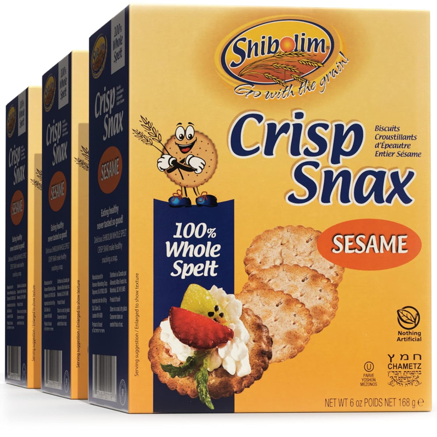 Shibolim Whole Spelt Crackers with Sesame, 5 Calorie Cracker, 6oz (3 ...