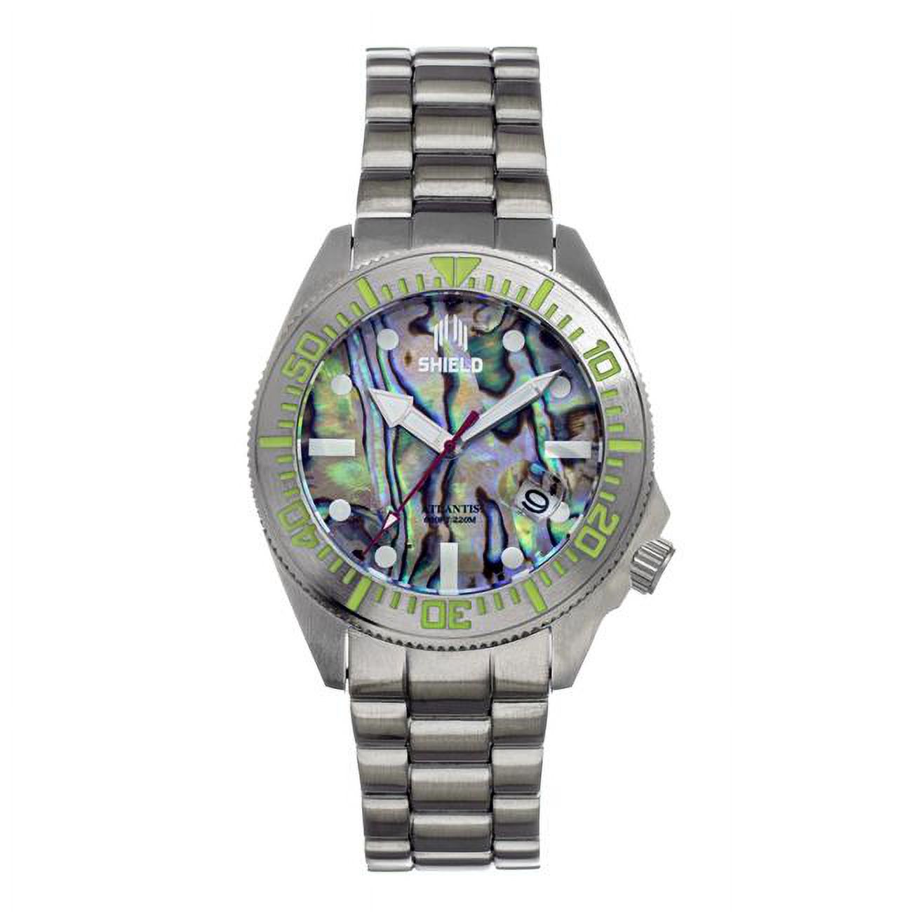 Shield Atlantic Abalone Bracelet Watch W/Date - Silver - Walmart.com