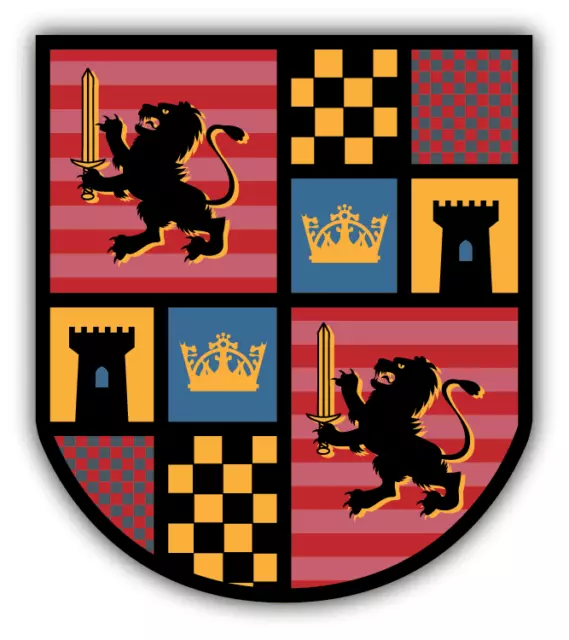 Shield Castle Lion Crown Heraldic Sticker Phone Decal Water Bottle ...