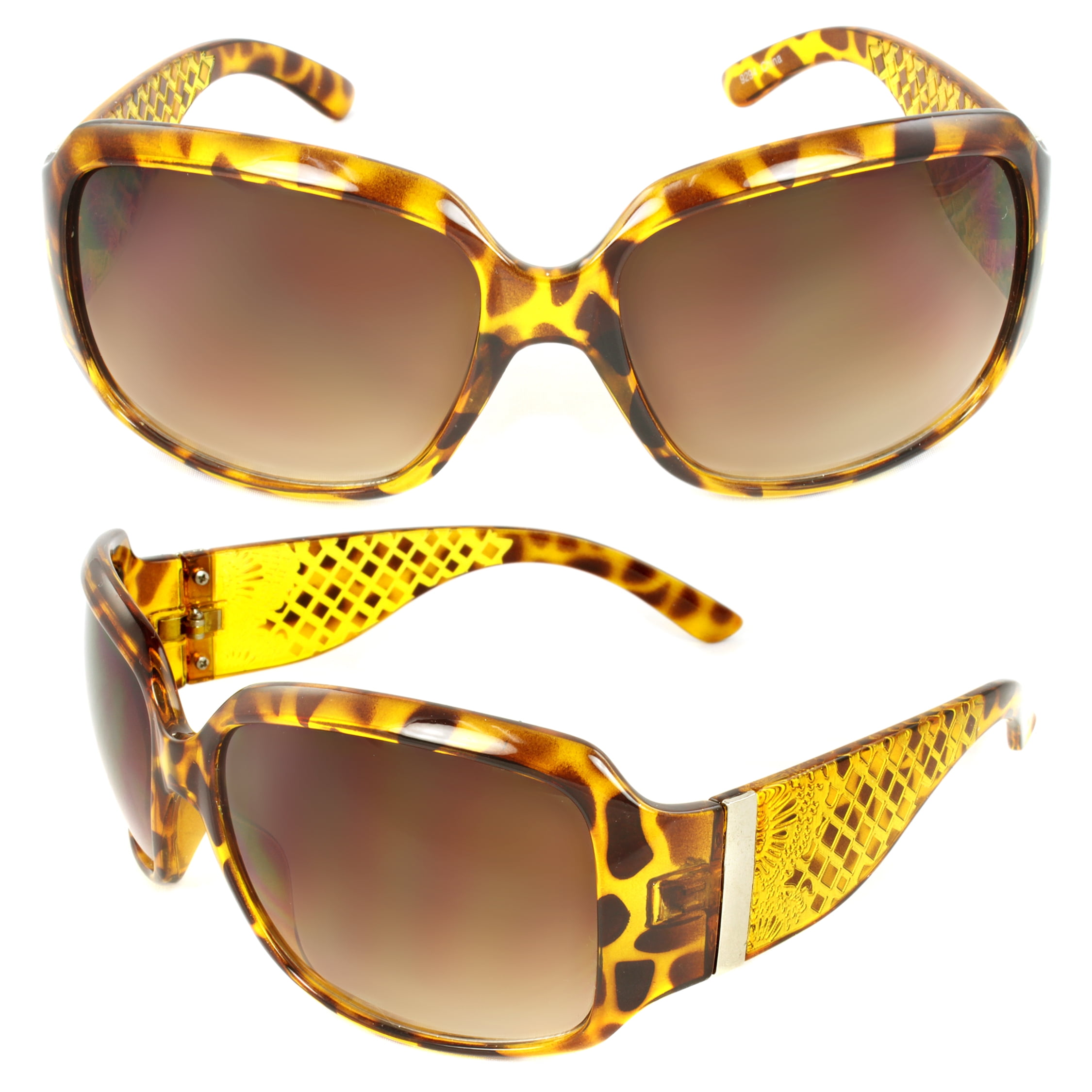 Shield Fashion Sunglasses Yellow Leopard Frame Amber Lenses for Women ...