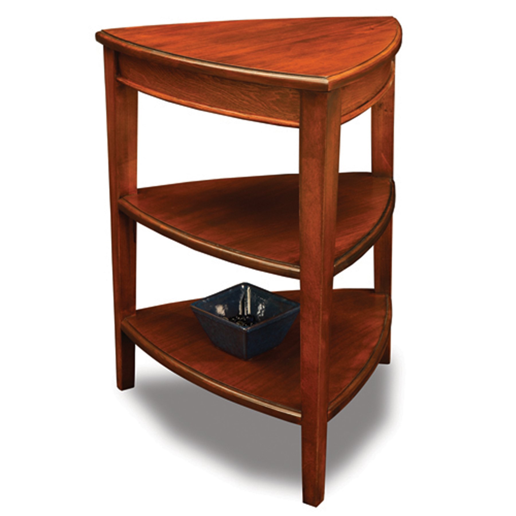 Shield Solid Wood Tiered End Table with Shelves, Glazed Auburn Brown ...