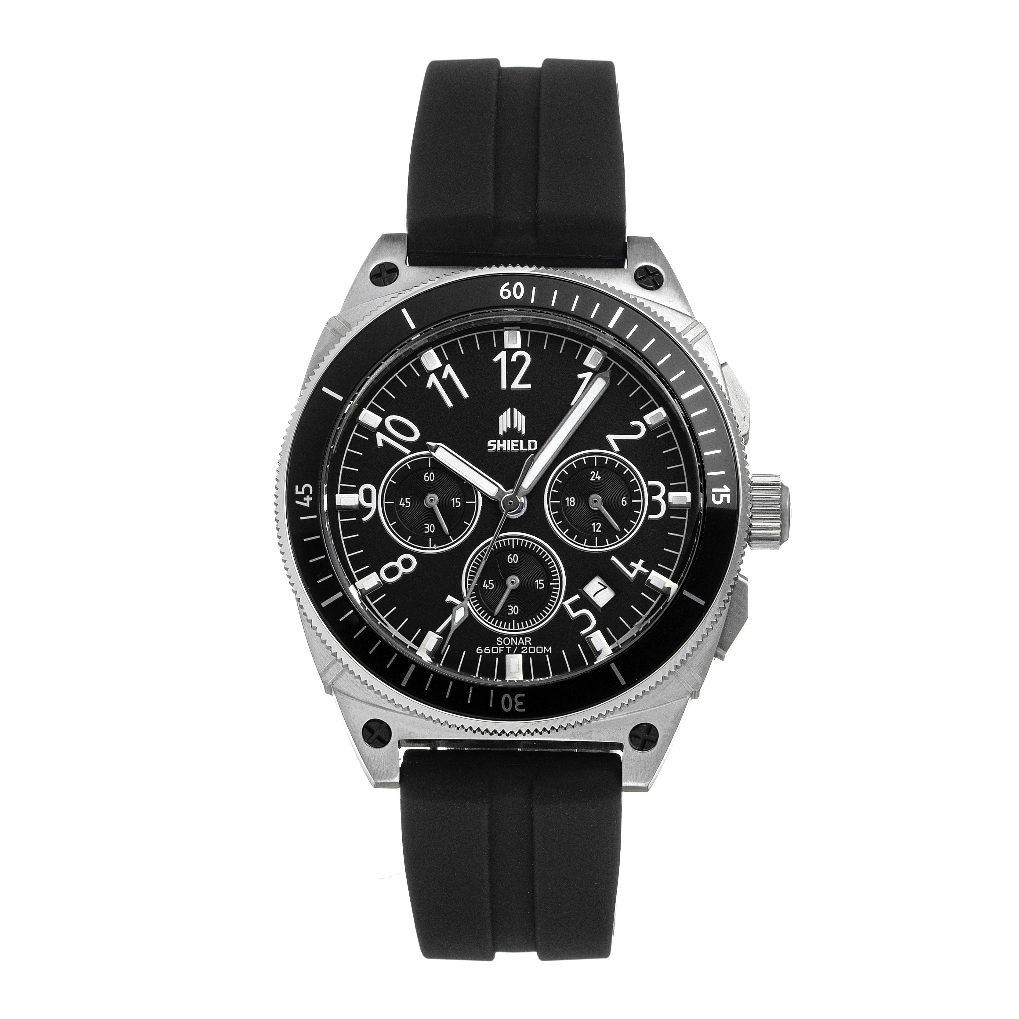Shield Sonar Chronograph Strap Watch W/Date - Black/Silver - Walmart.com