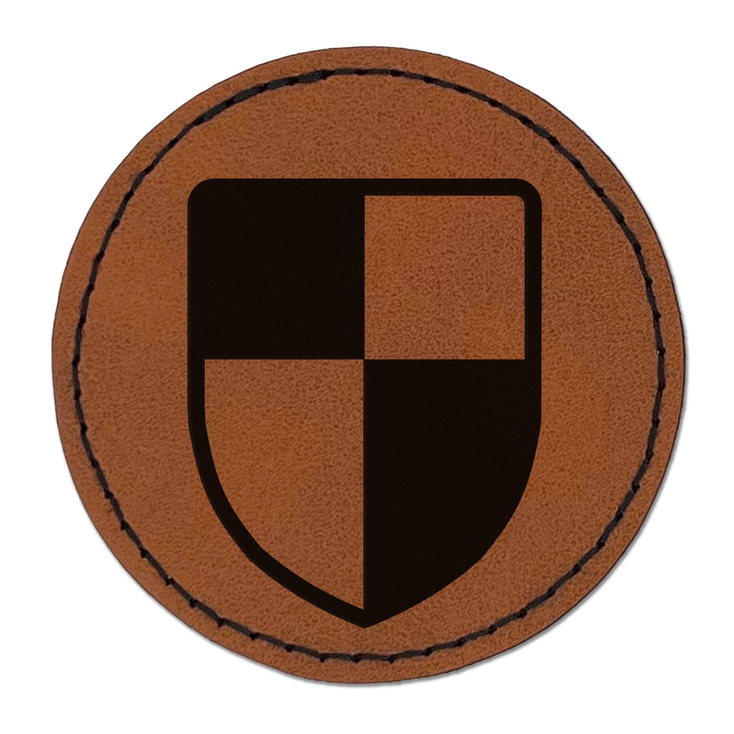 Shield Symbol of Protection 2.5" Faux Leather Round Engraved Iron-On ...