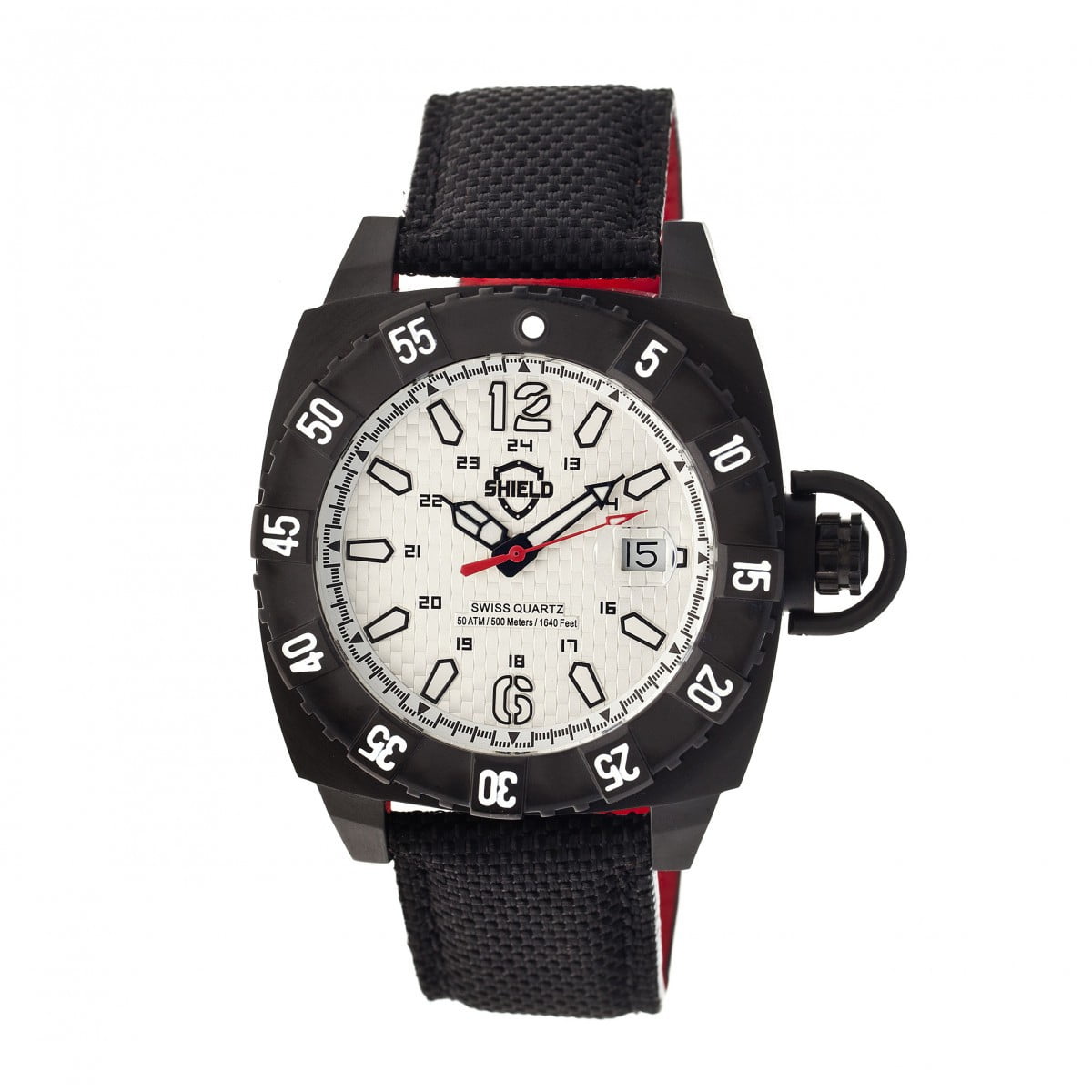 Shield Vujnovich Swiss Men'S Diver Watch W/Date - Black/Silver ...